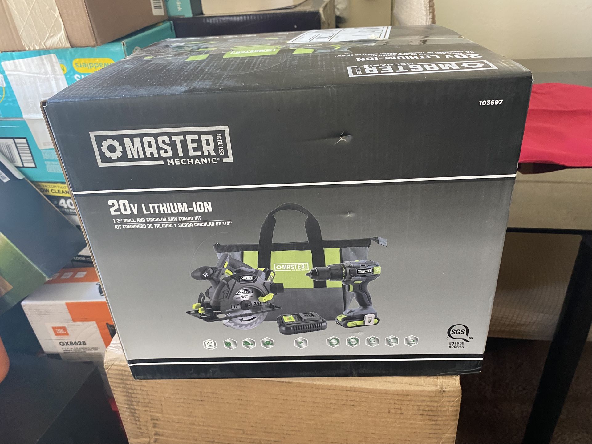 Cordless 2 Power Tool Combo Kit with 1/2 Inch Drill and 6 1/2 Inch ...