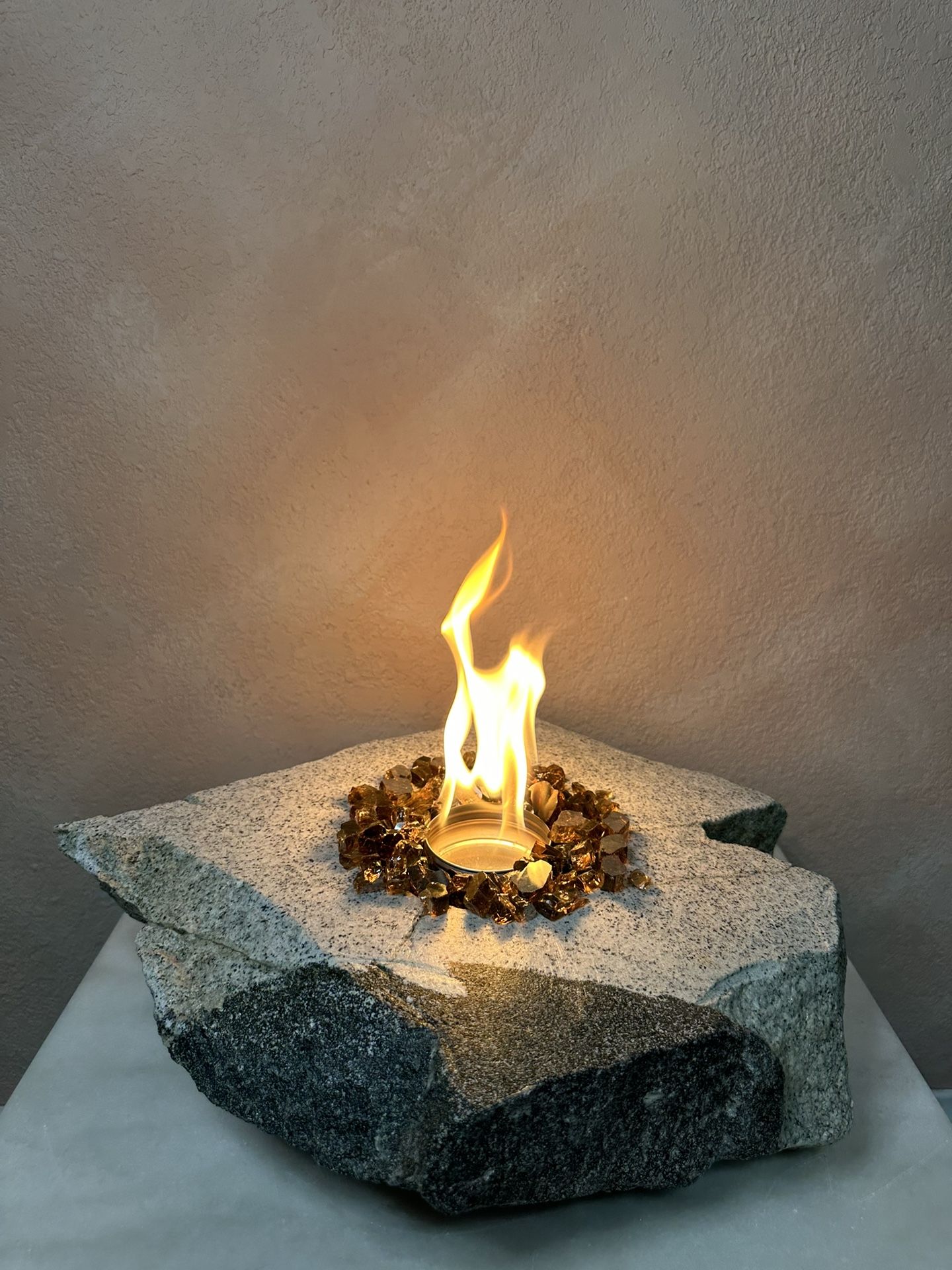 Handmade Stone Table Top Fire Pit for Indoor & Outdoor, Stone Candle ...
