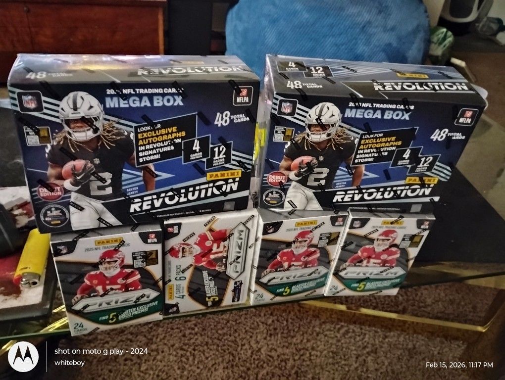 2 Mega Boxes Of Revolution And 4 Boxes Of Panini Prizm for Sale in ...