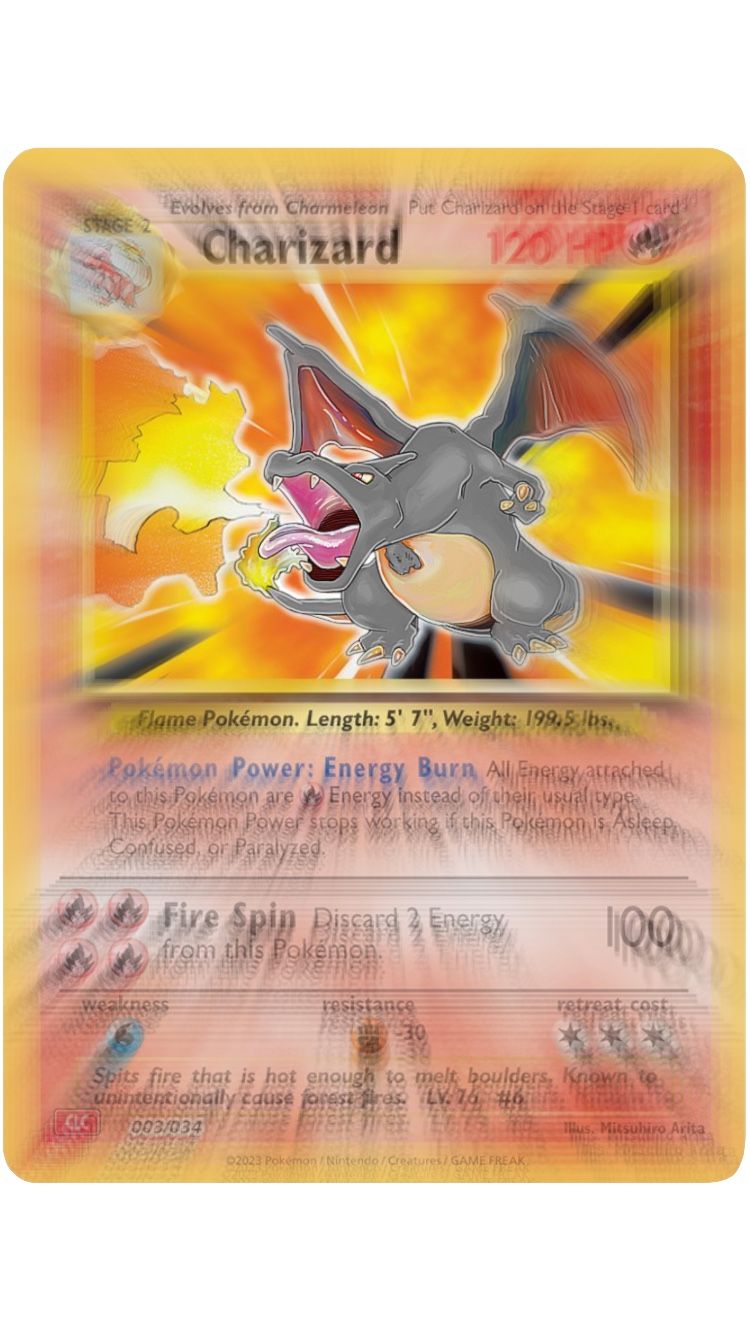 Pokémon Custom SHINY Charizard Base Set Holo Sticker for Sale in Santa ...