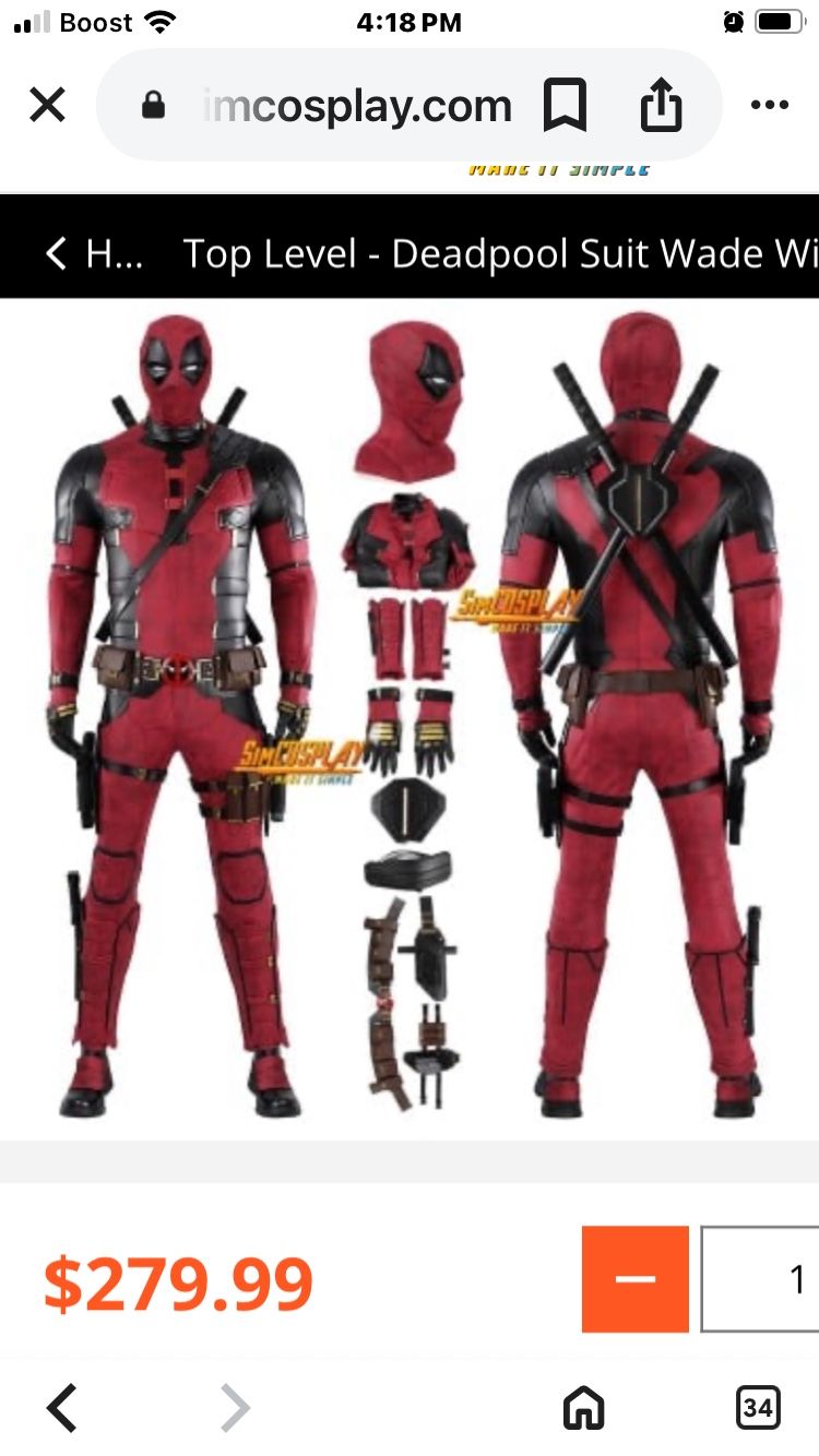 Deadpool costume for Sale in San Antonio, TX - OfferUp