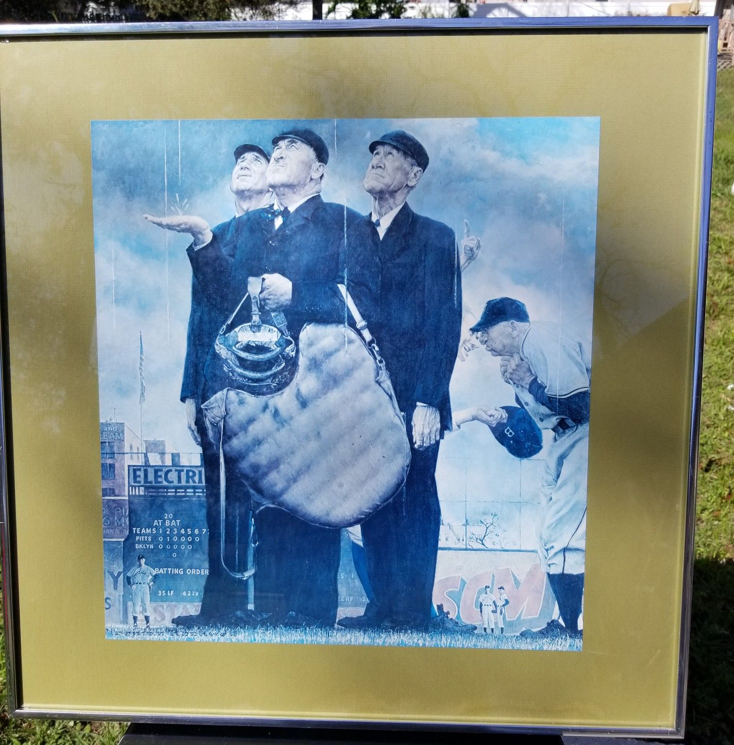 Norman Rockwells Baseball painting" Tough Call" /"the 3 Umpires ...