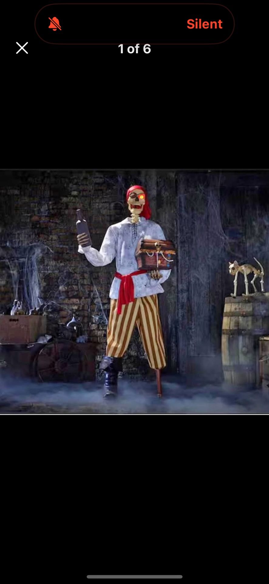 6 ft Animated LED First Mate Pirate Skeleton Halloween Prop Animatronic ...