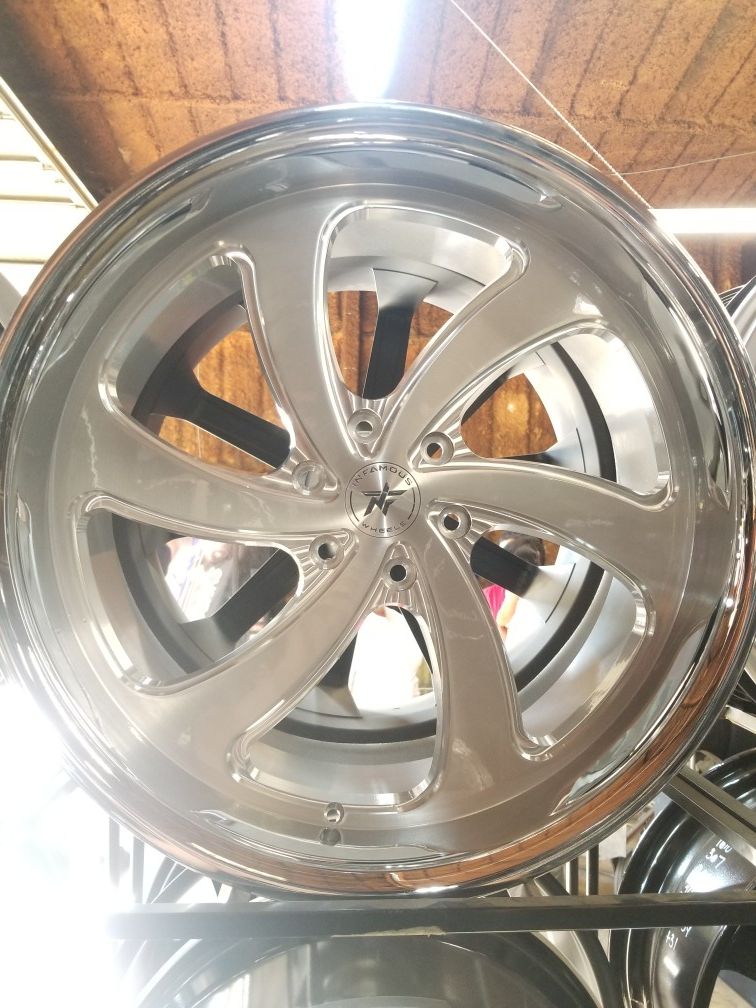 INFAMOUS BILLETS 24 IN STAGGERED WITH TIRES. ONLY 6X139 FOR NOW ALSO ...