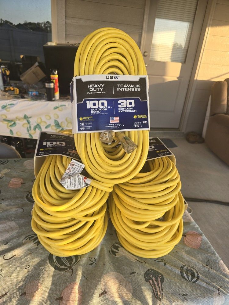 $65 PRICE FIRMHEAVY DUTY CONTRACTOR EXTENSION CORD 100ft GAUGE 12 THREE ...