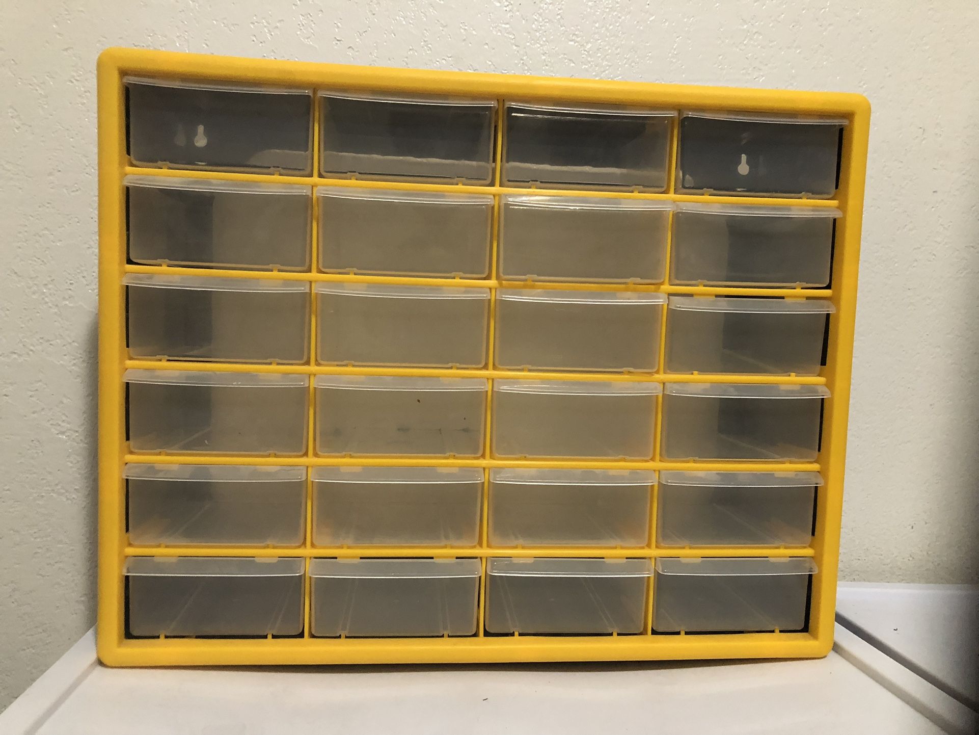 Storage Drawers-24 Compartment Organizer Desktop or Wall Mount Container- 24 Bins for Hardware ...