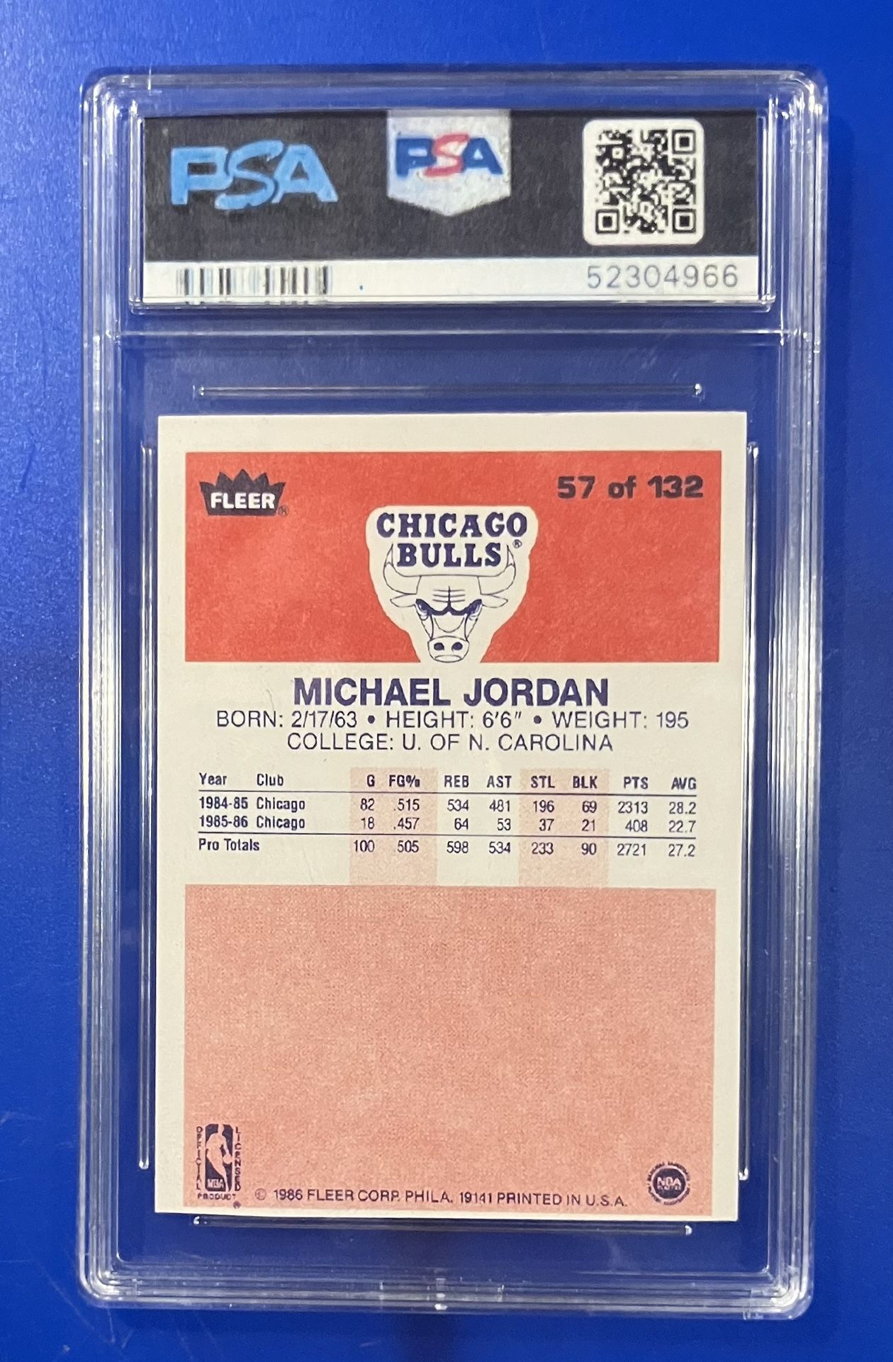 1986 Fleer Michael Jordan Rookie Reprint Graded 6! You Get Card In The ...