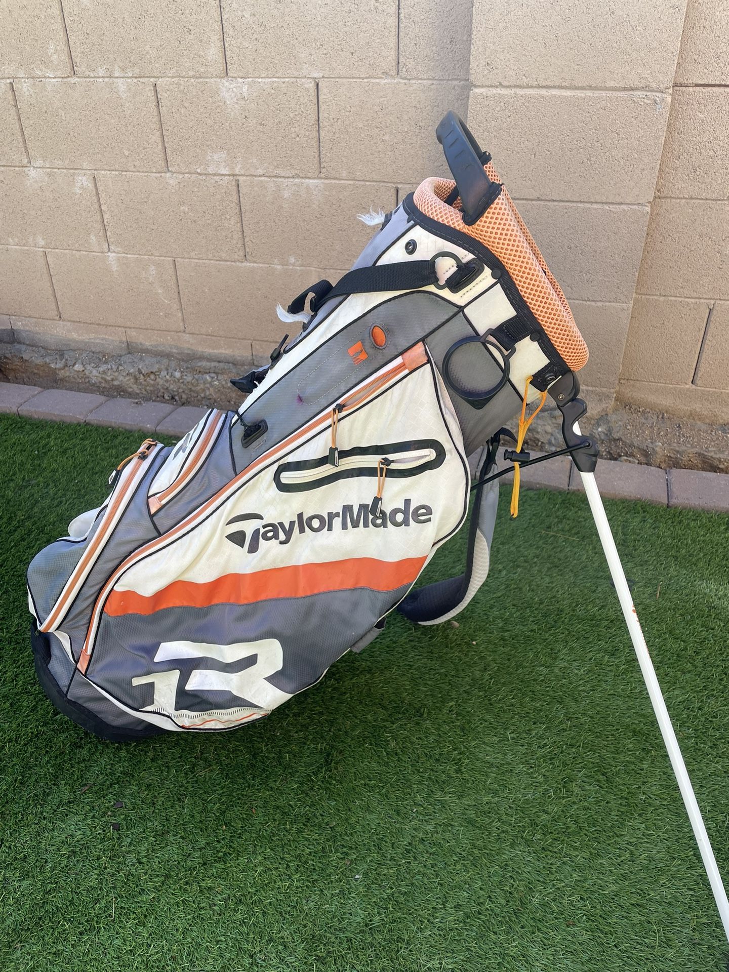 Taylormade Golf Bag R1 Stand White Orange Grey Driver Putter Irons ...