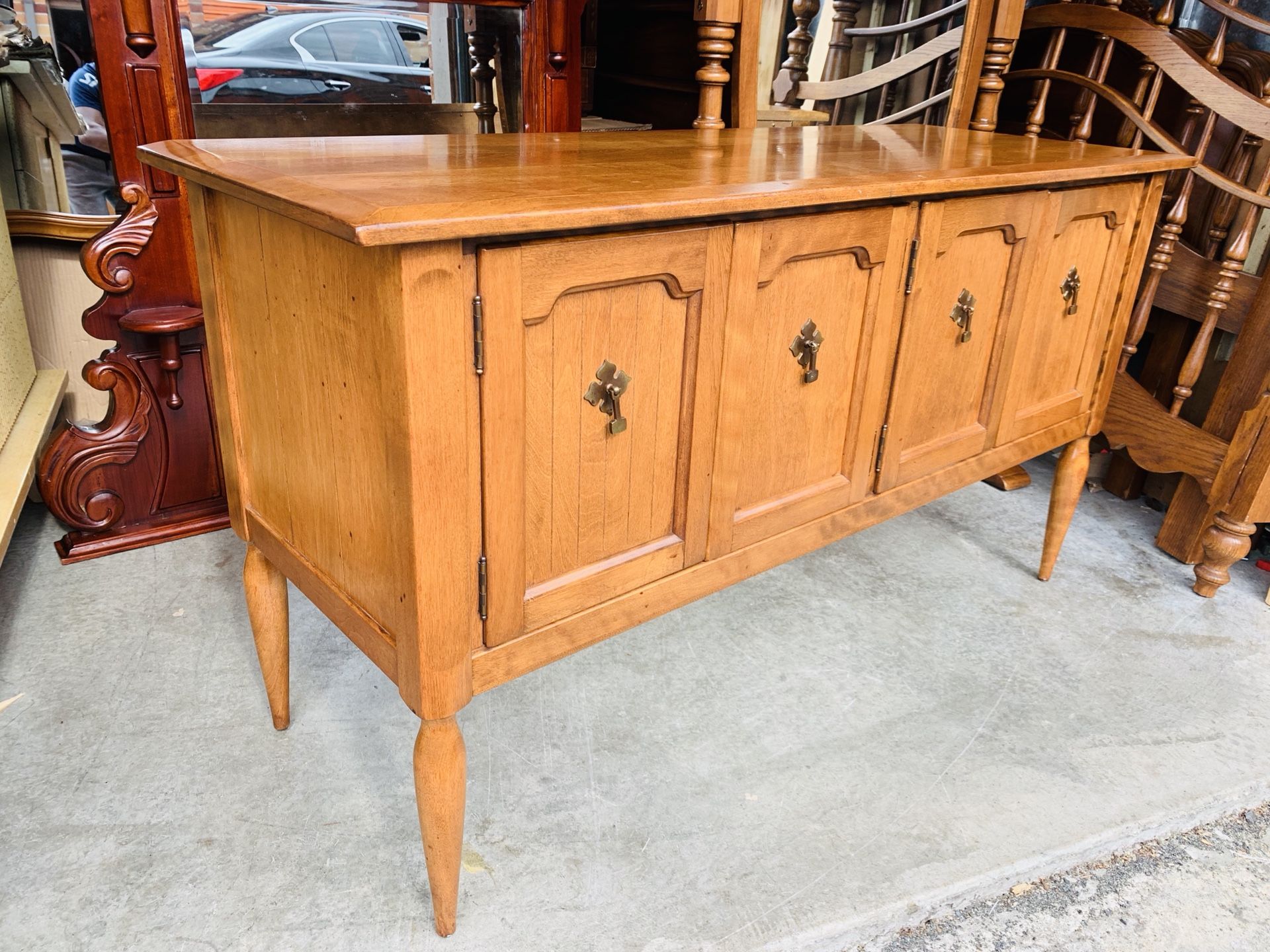 Beautiful Antique California Shops Solid Maple Sideboard Buffet Cabinet ...