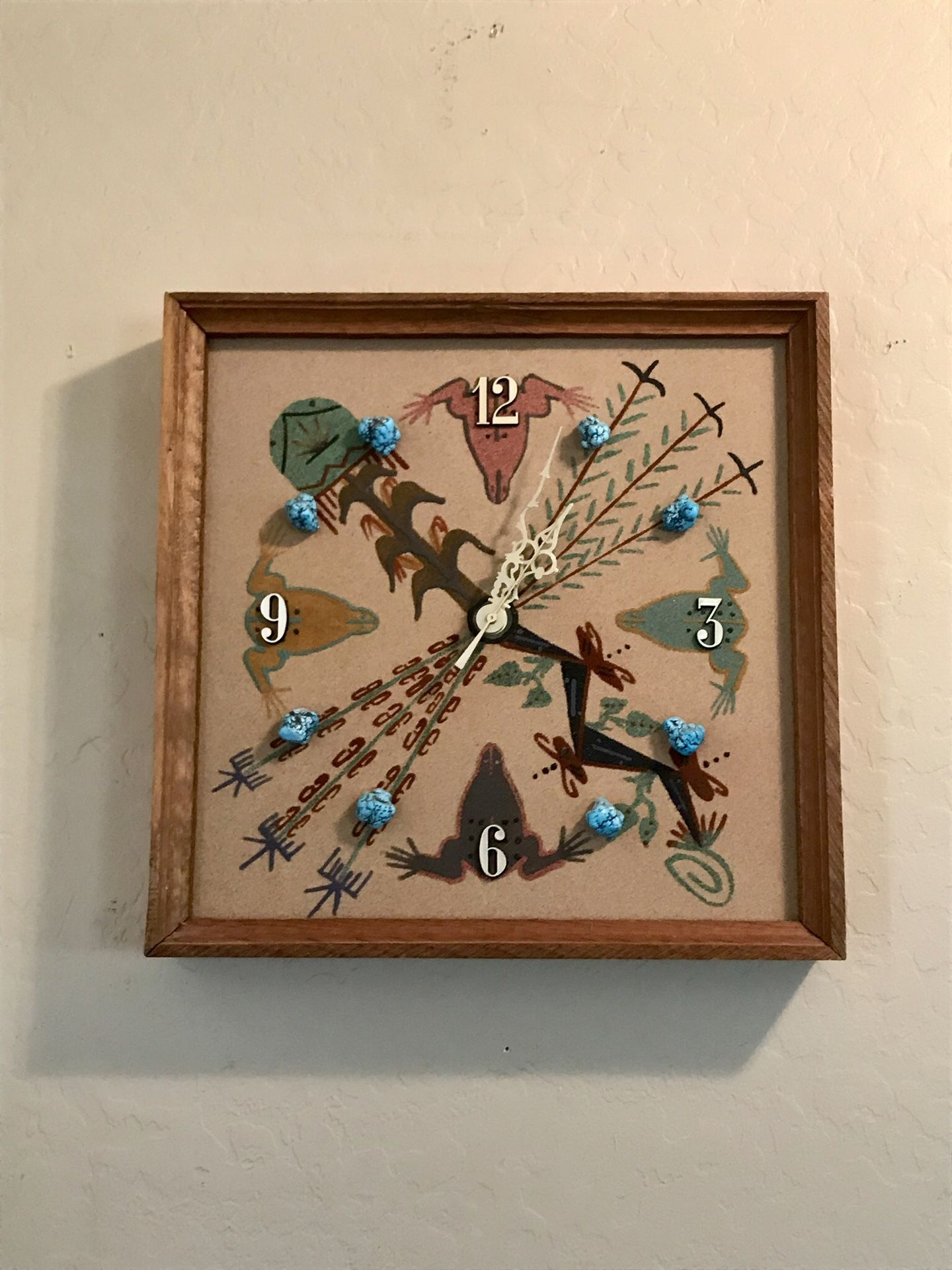 Gorgeous Southwestern wall clock with real turquoise pieces. The face ...