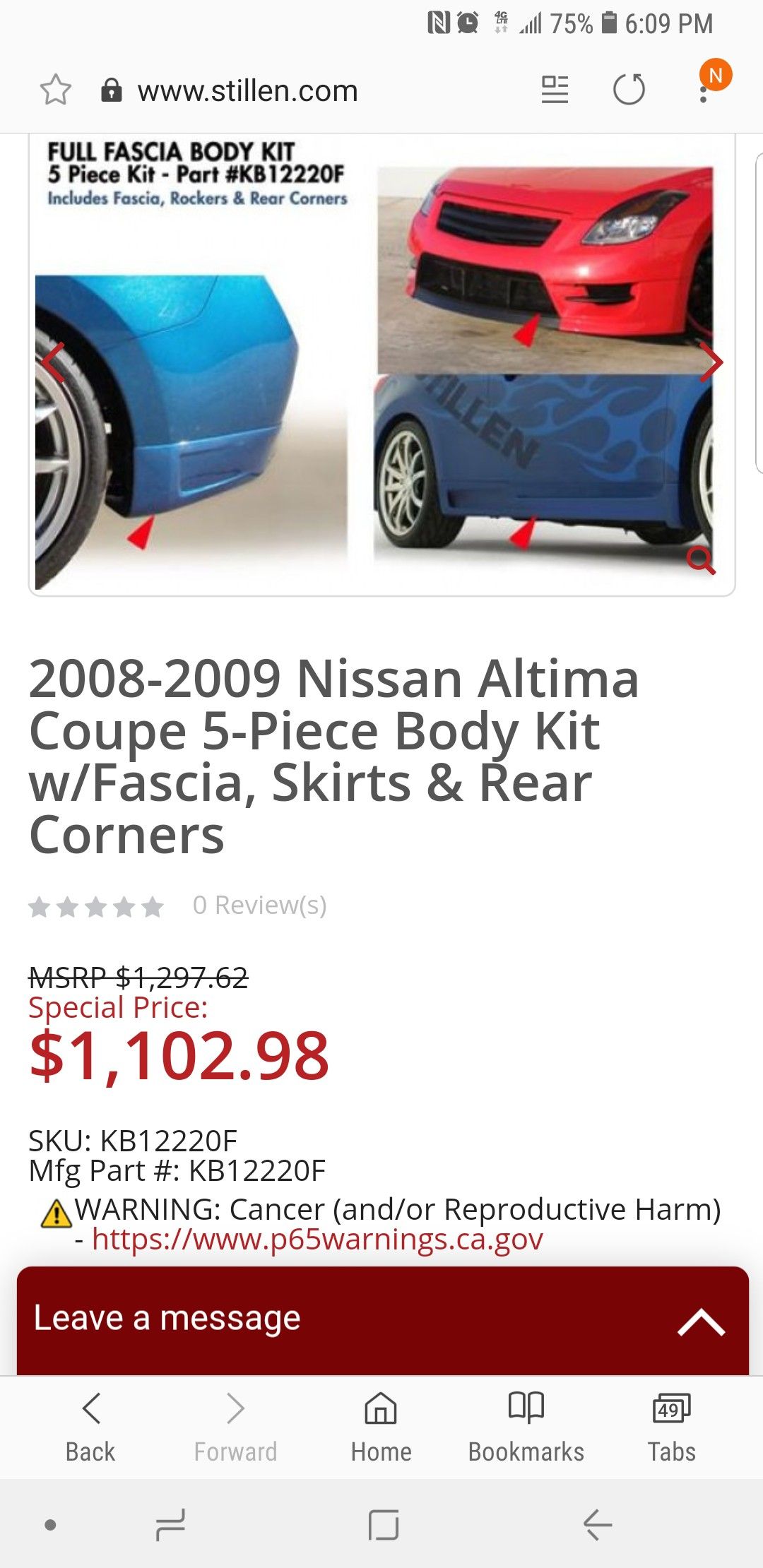 Nissan Altima Coupe Body Kit