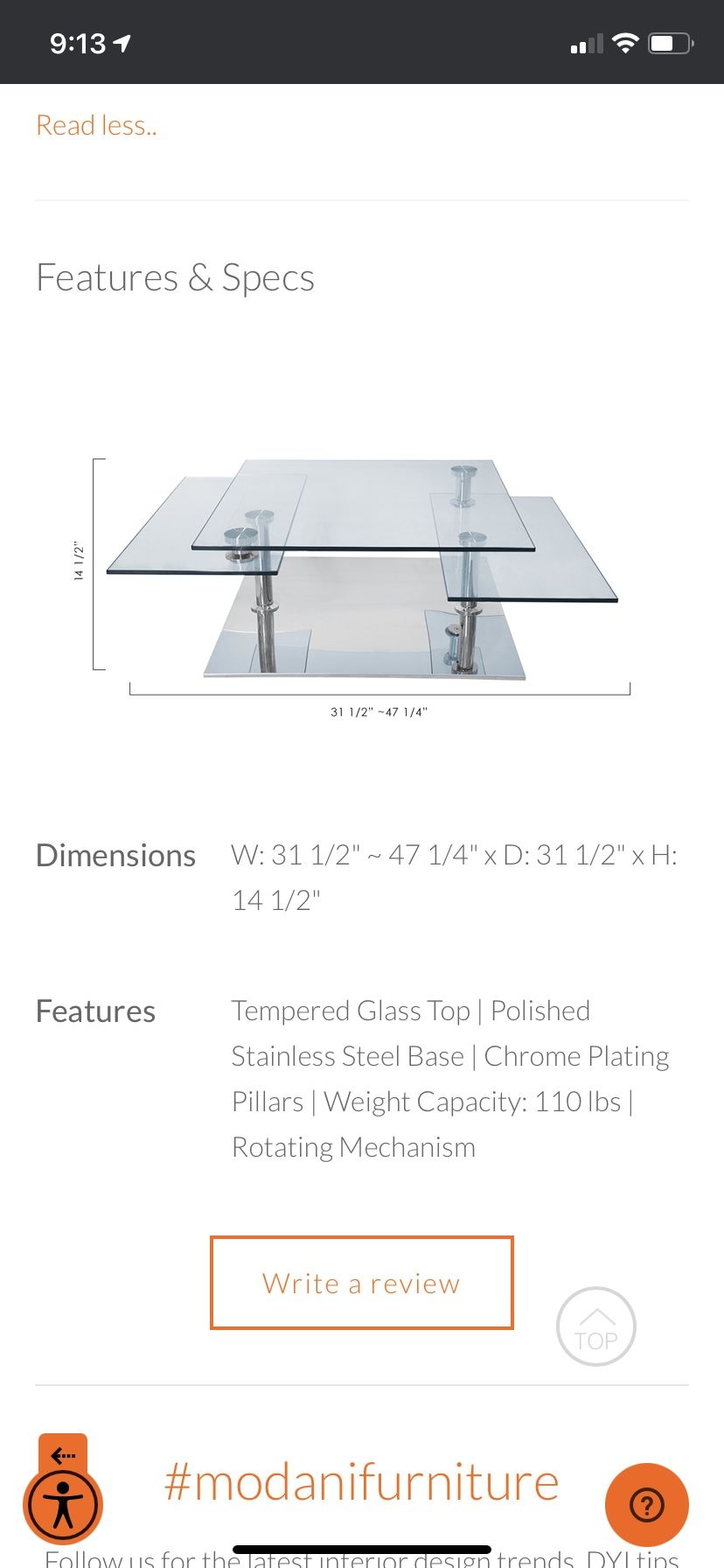 Modani Fuji Rotating Glass Coffee Table for Sale in Lake Worth, FL ...