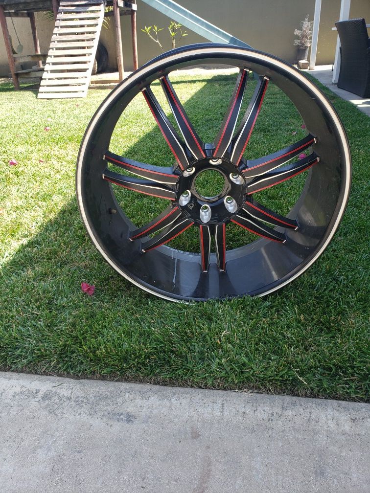 24" custom rims. Red and black. for Sale in Norwalk, CA - OfferUp
