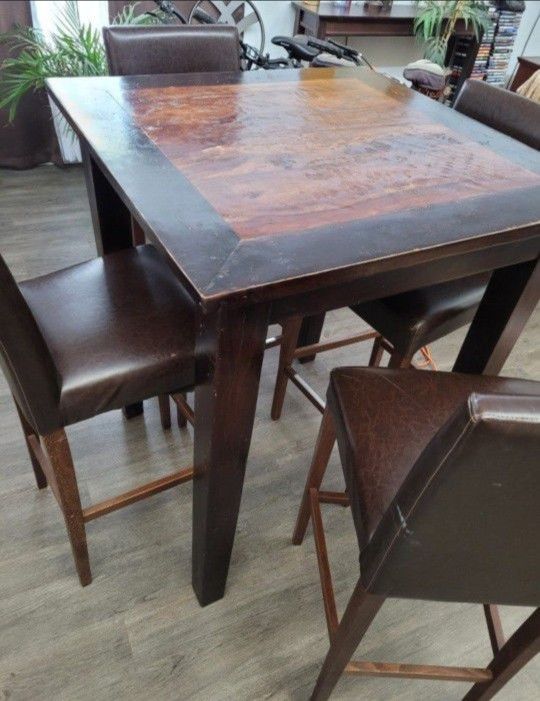 Wooden Table With 4 Chairs, pub style, dining table, kitchen table for ...