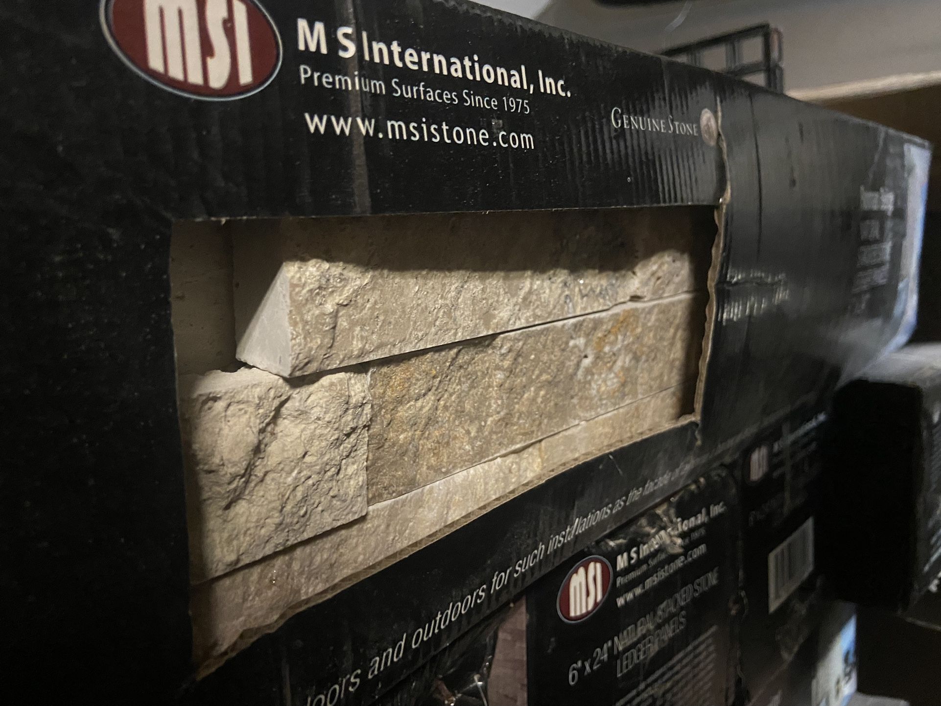 19 BOXES (114 SF) of MSI “Roman Beige” Travertine Ledger Panels for ...