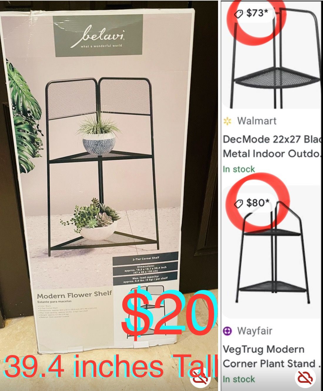 $20 Modern Conner Plant Stand shelf 2 tiers Metal Brand New 39.4 “ Tall ...