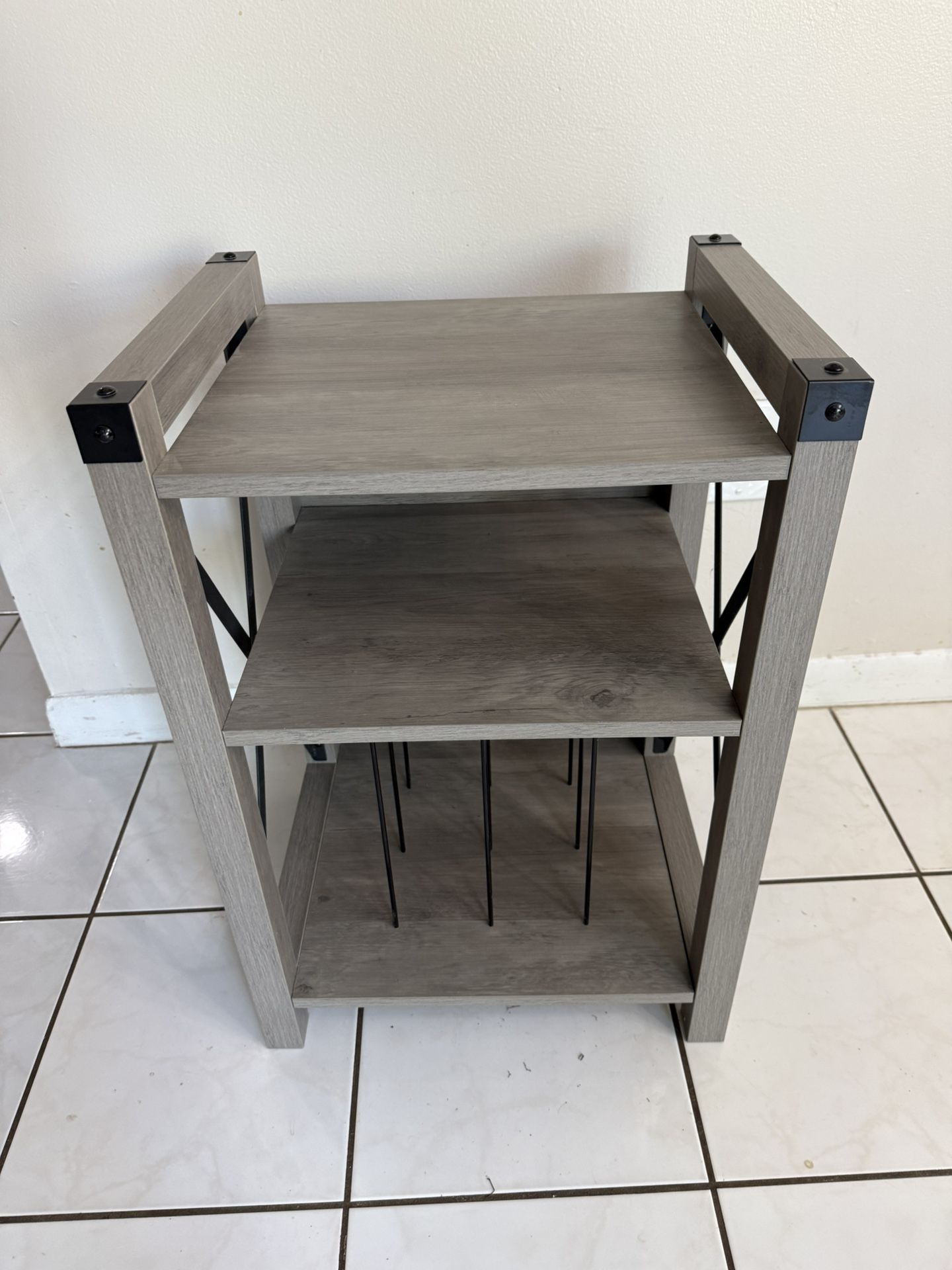 3-Tier Rustic Record Player Side Table for Living Room, Bedroom, Office ...