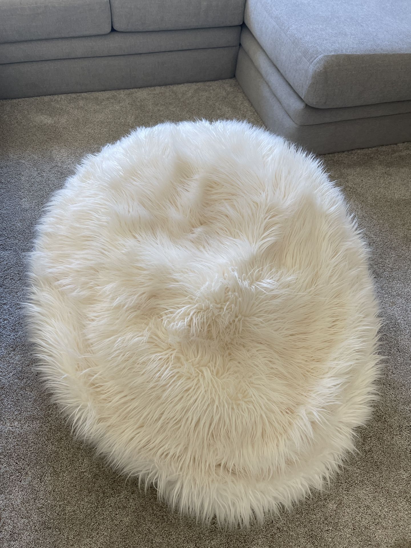 Pottery Barn Teen Himalayan Faux-Fur Ivory Bean Bag Chair for Sale in ...