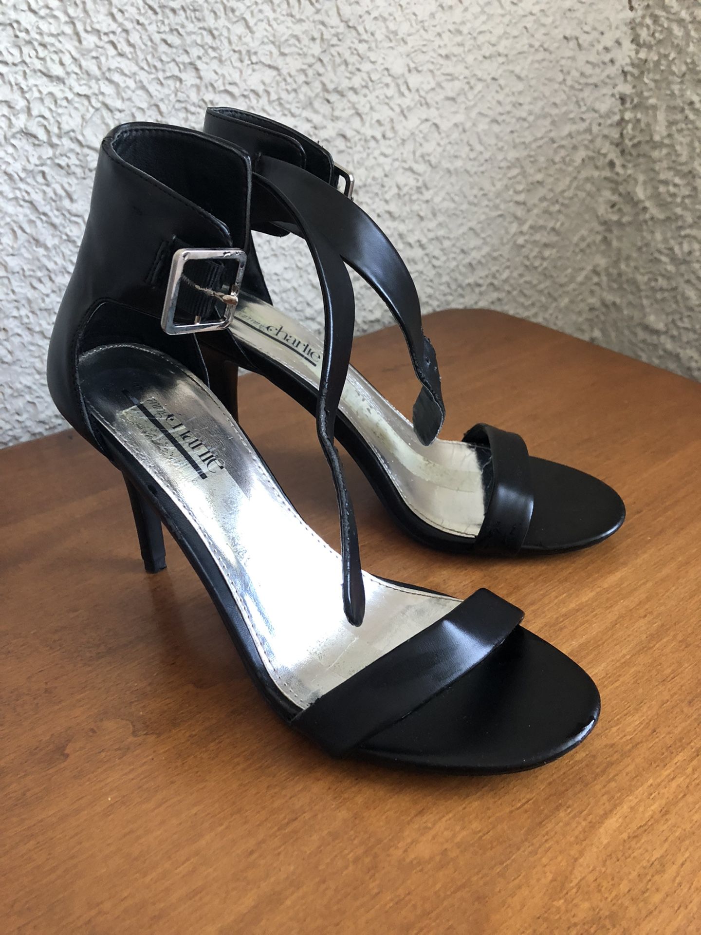 Black Ankle Strap With Buckle High Heels Stiletto for Sale in ...