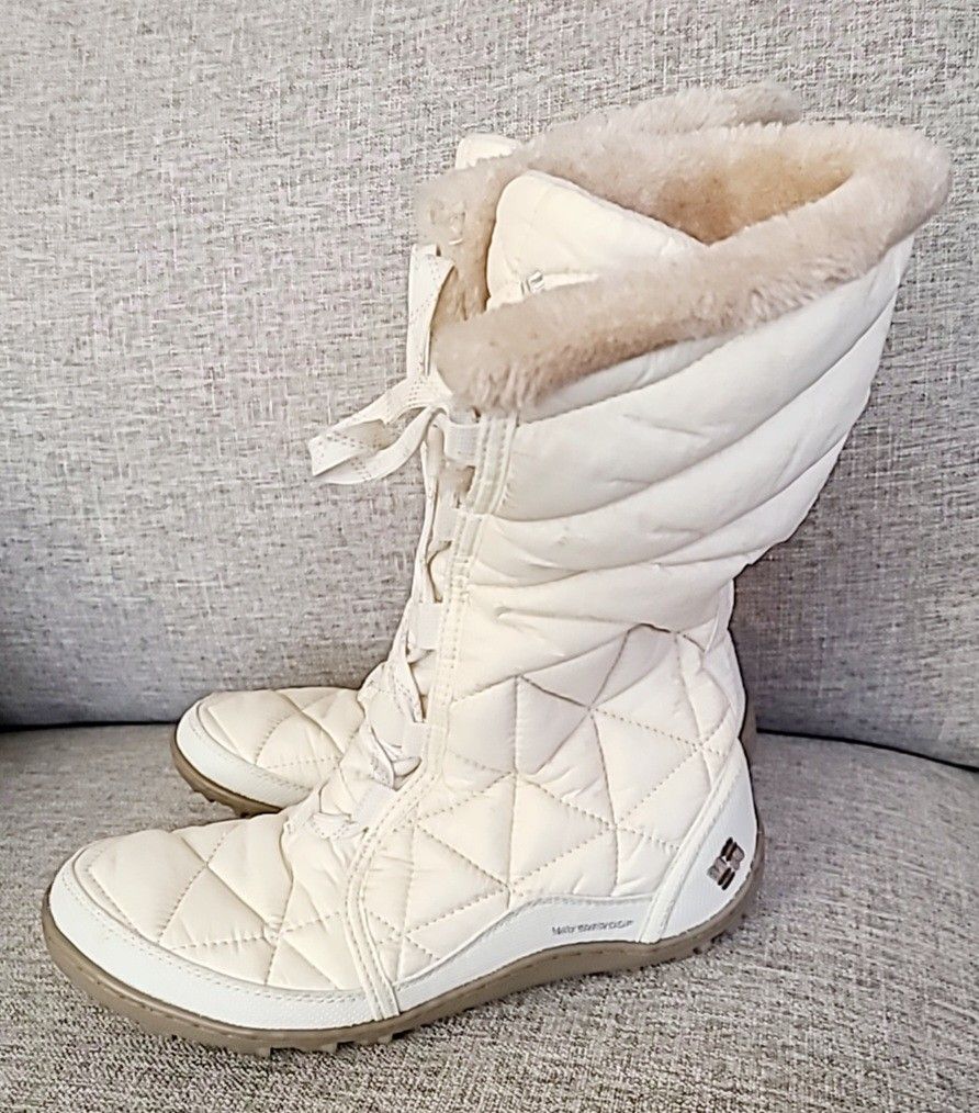 Womens Columbia Waterproof Omni Grip Boots Powder Summit II Mid Ivory ...
