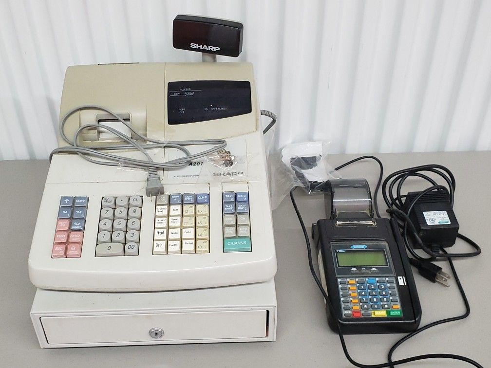 Sharp cash register XE-A201 FULLY FUNCTIONAL with credit card reader ...