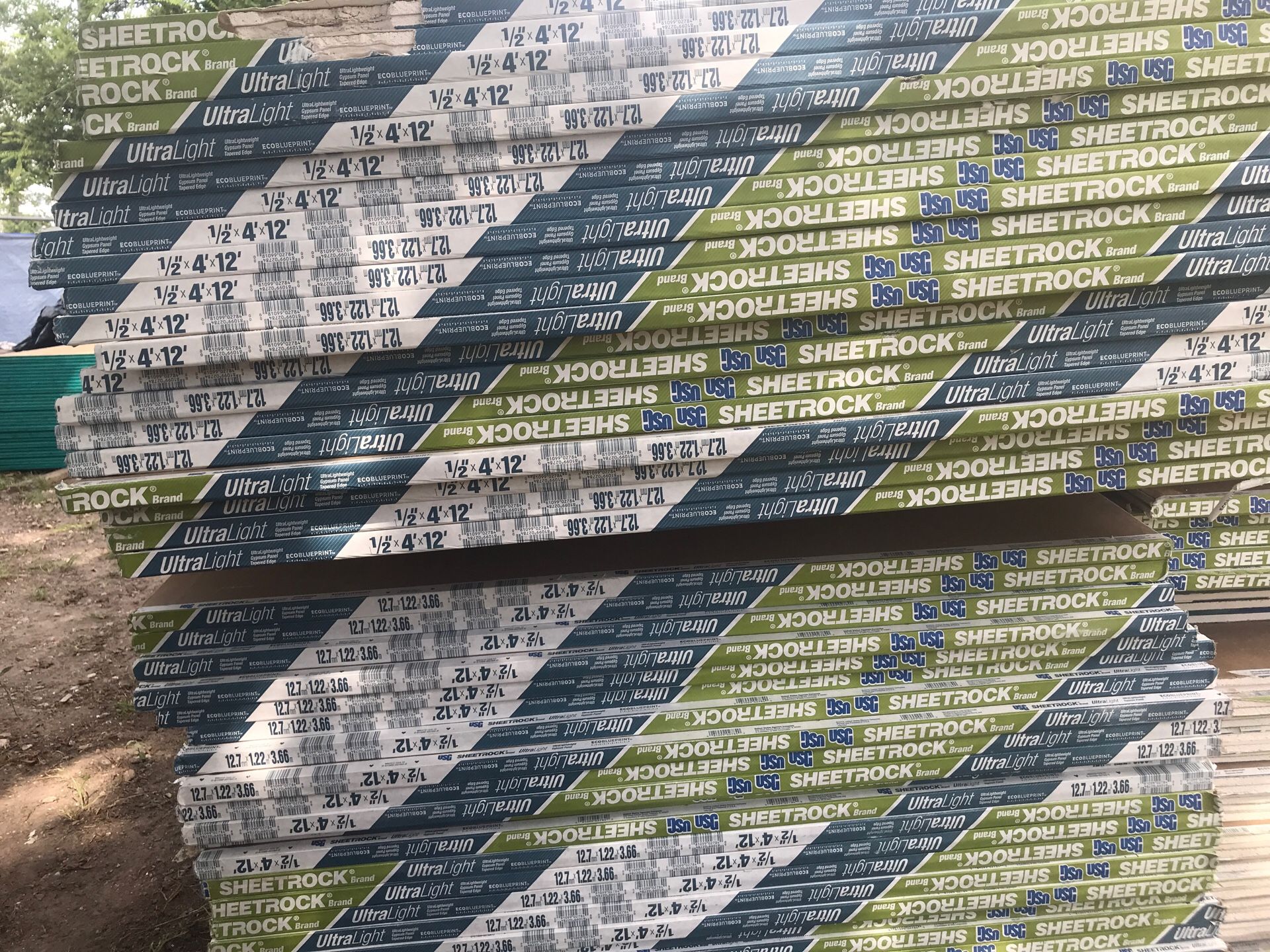 SHEETROCK 4X12 1/2 $10 EACH/LA HOJAMASA/COMPOUND$5 EACH/CADA1OSB ...