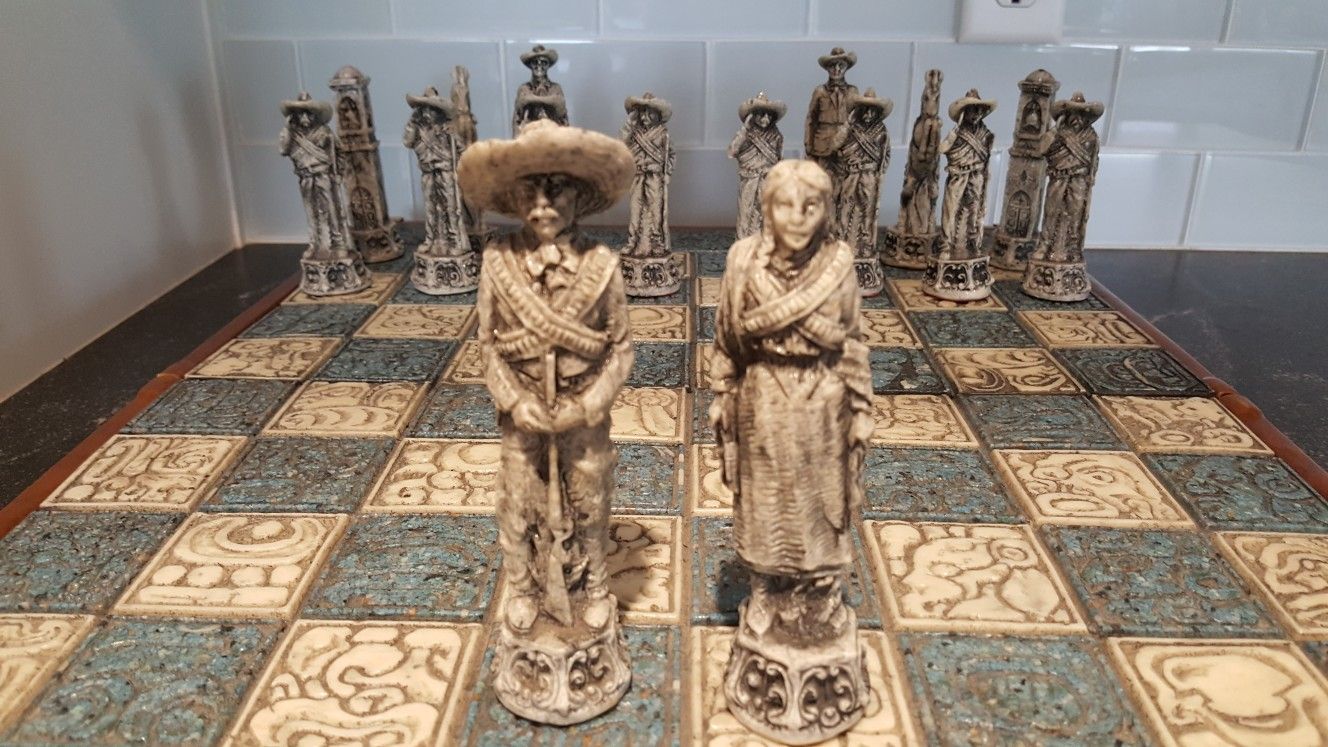 Large, folding antique Aztec Mayan stone chess & backgammon set for ...