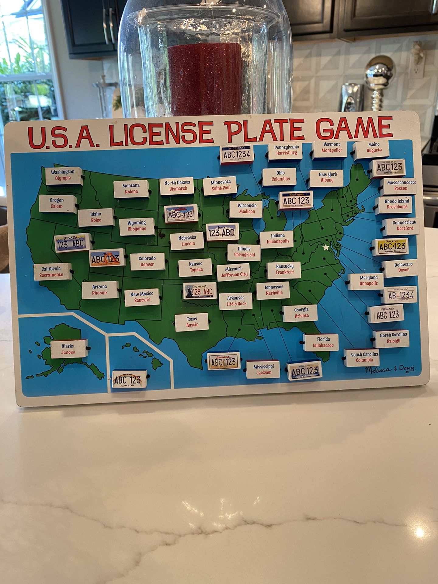 (Retail $21.47) Wood “USA License Plate Game” by Melissa & Doug for ...