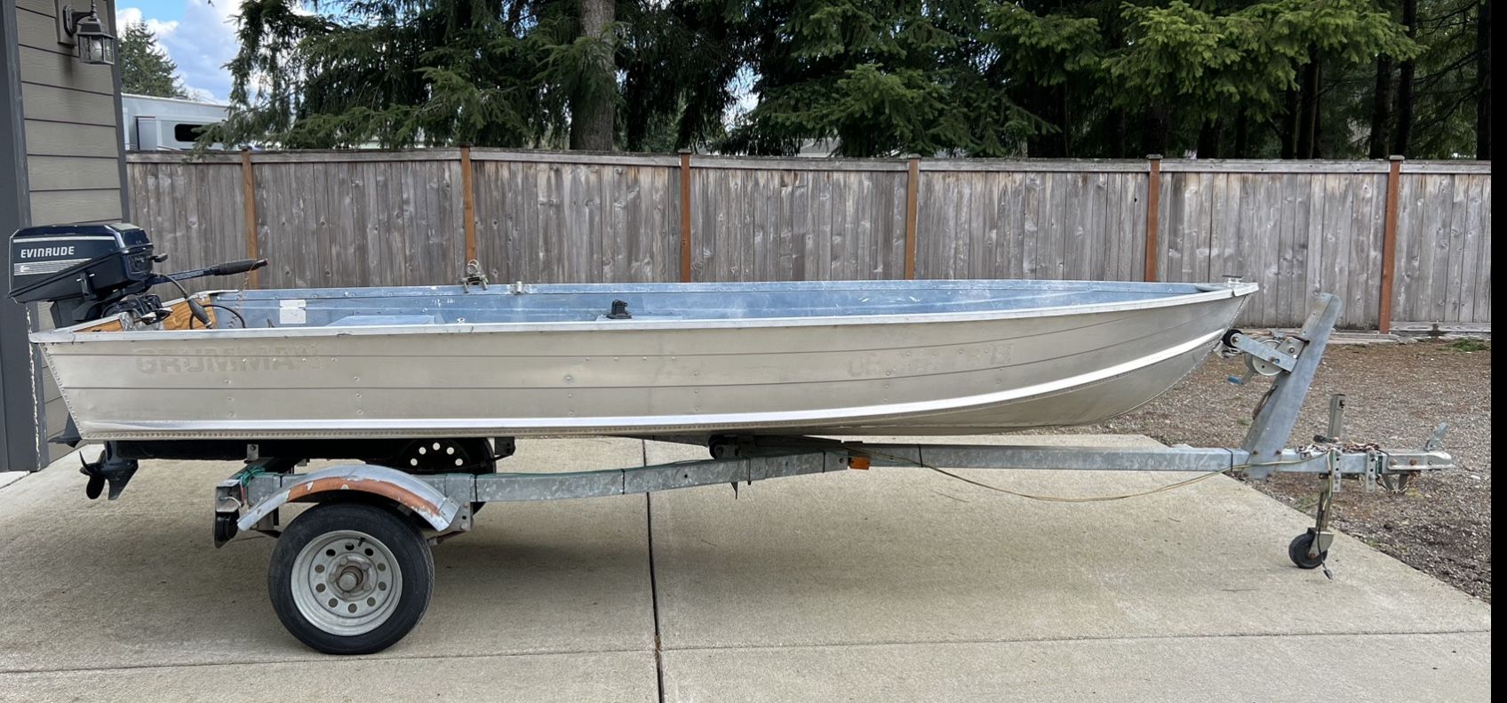 14' Grumman Aluminum Boat, Motor, and Trailer for Sale in Rochester, WA ...