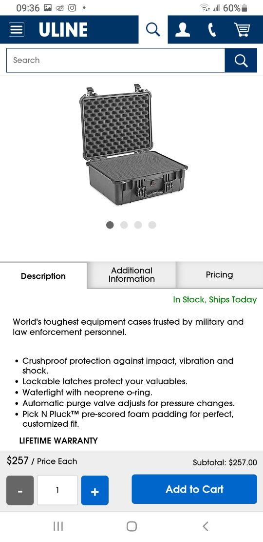 Pelican 1550 Weather Proof Crush Proof And Other Hardcase 100 FIRM NO ...