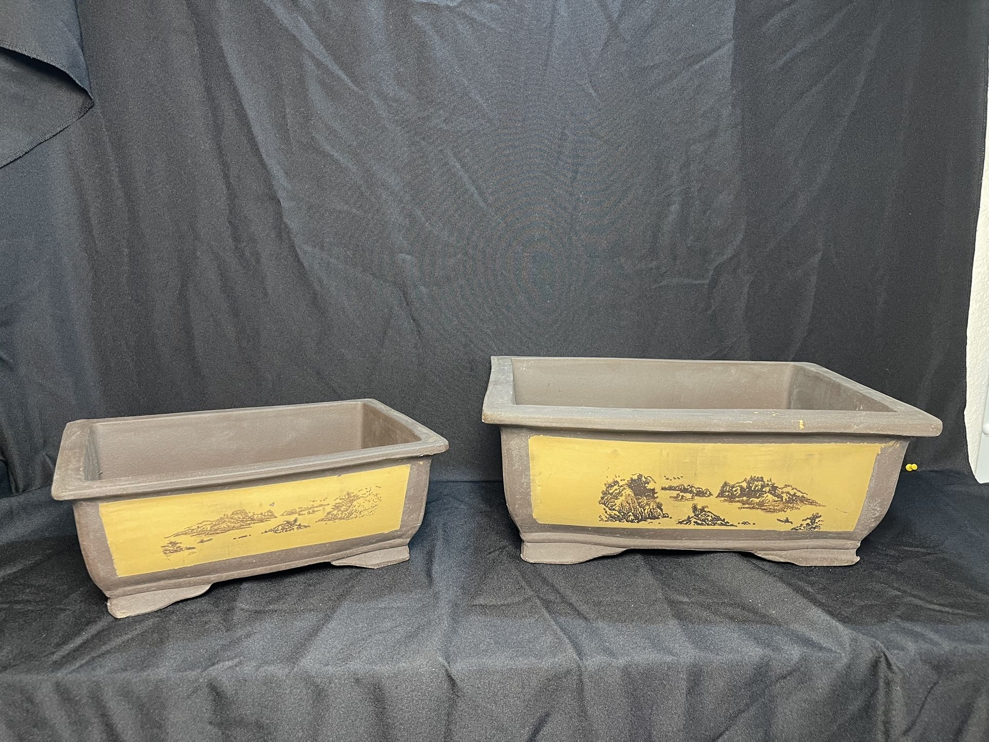Unglazed Chinese Yixing Zisha Pottery Bonsai Pots-Large Bonsai Planters ...