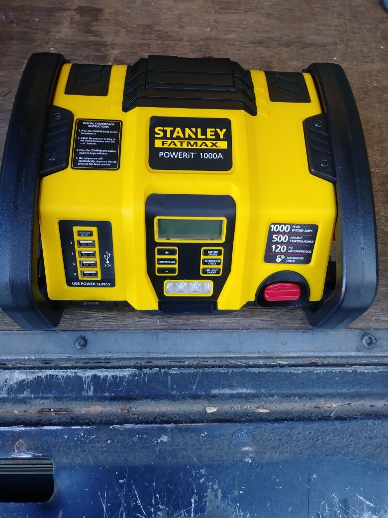 Stanley FatMax Power Station 1000 AMP Jump Starter/Air Compressor/4 USB ...