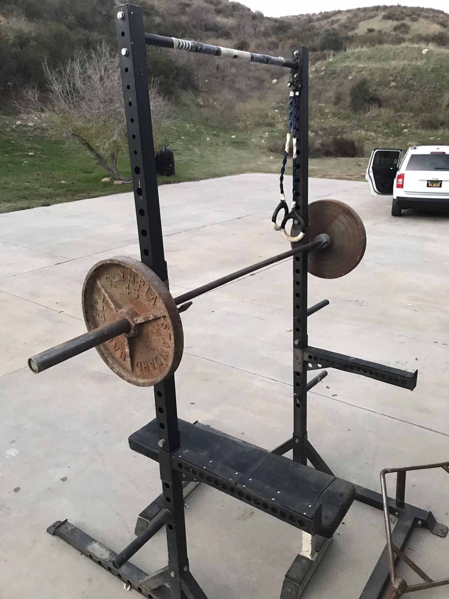 Squat/bench Rack/diamond Deadlift Bar/weights for Sale in Santa Clarita ...