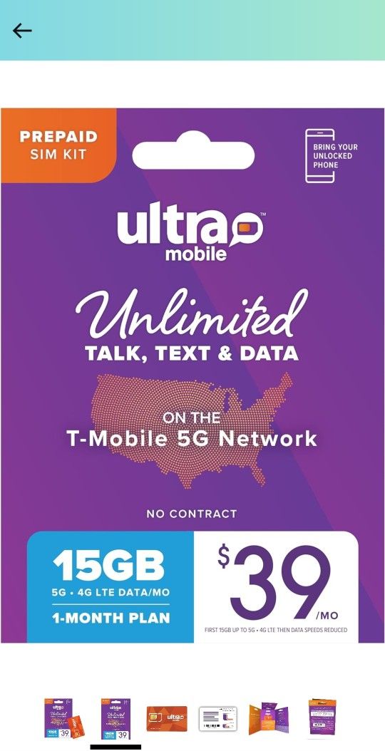 $39/mo. Ultra Mobile Prepaid Phone Plan with Unlimited International ...