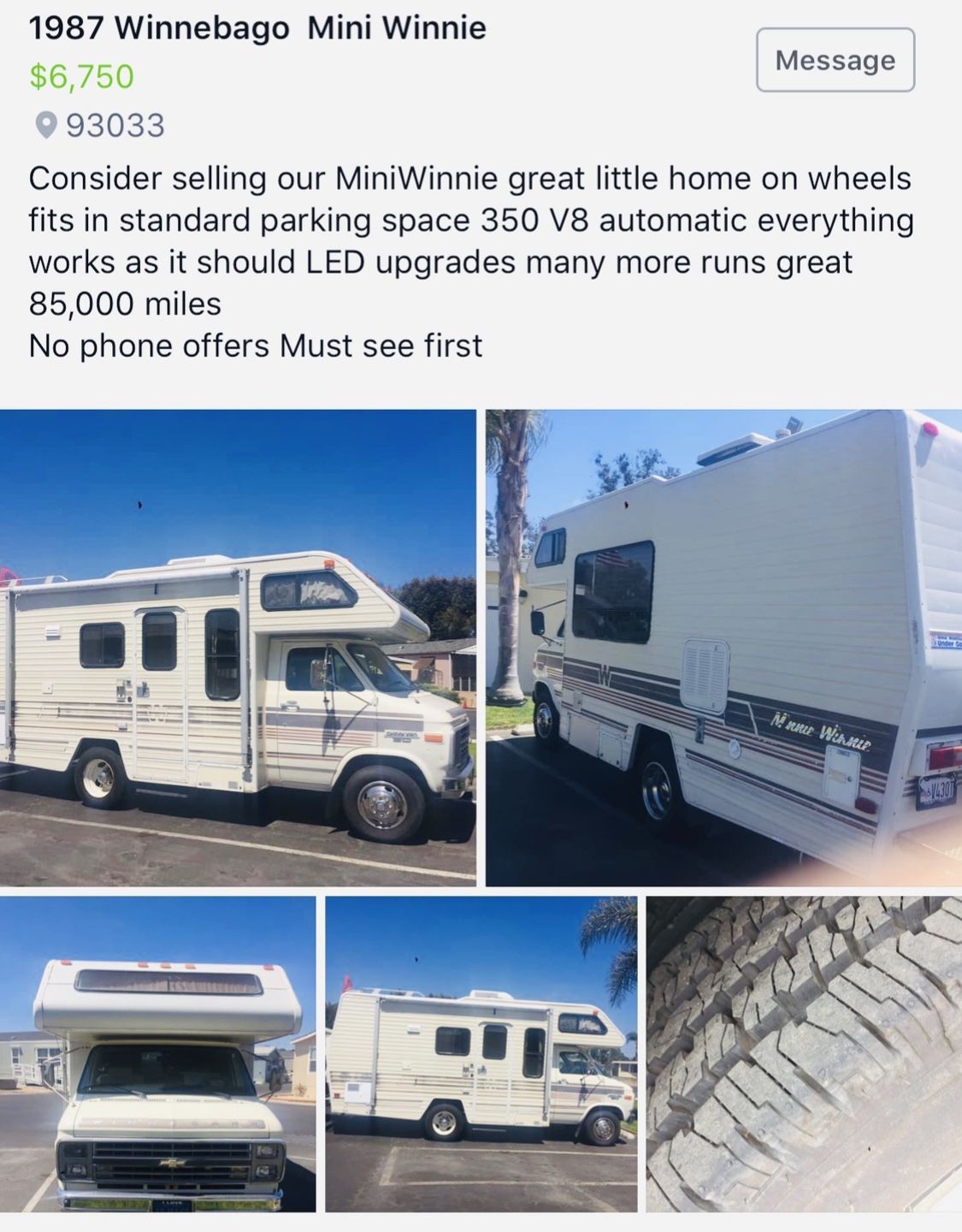87 Winnebago Mini Winni for Sale in San Diego, CA - OfferUp