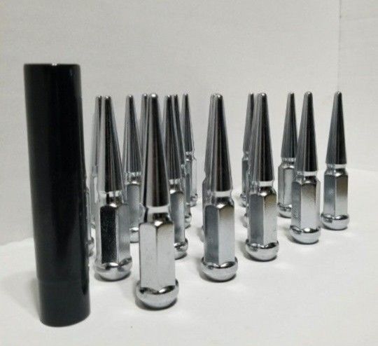 Spike lug nuts for Chevy GMC Ford Dodge Ram Jeep Honda and Nissan With ...