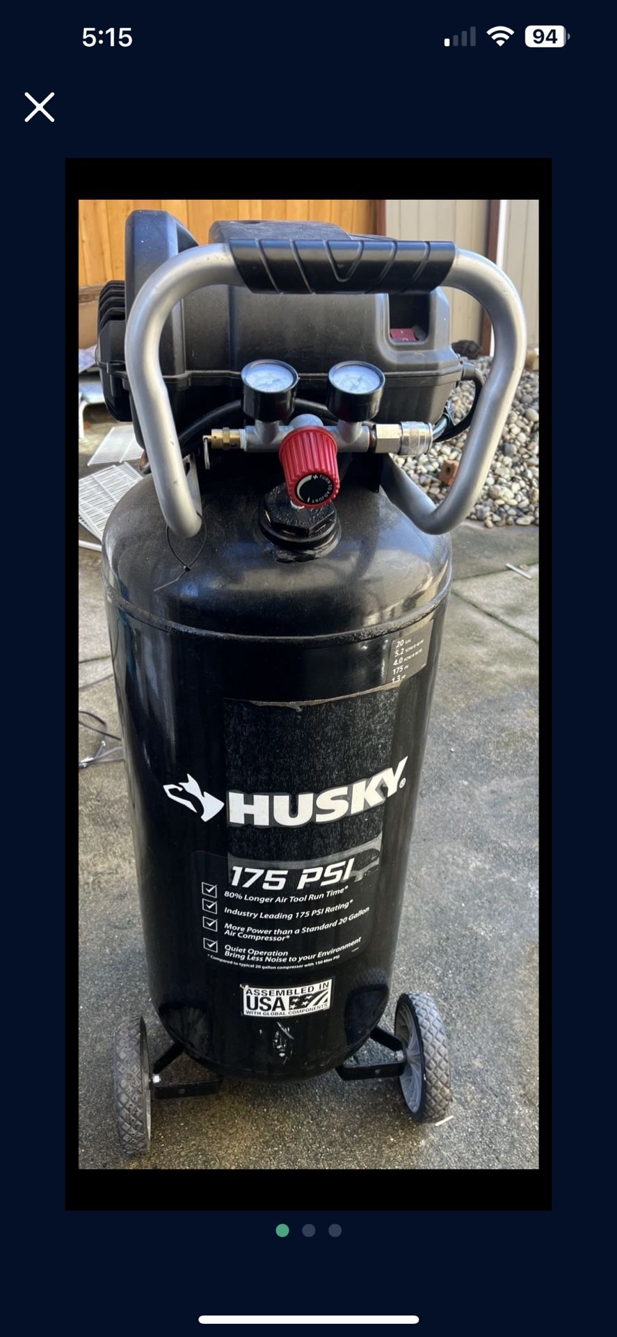 Husky 175 psi 20 Gallon Air Compressor for Sale in Kent, WA - OfferUp