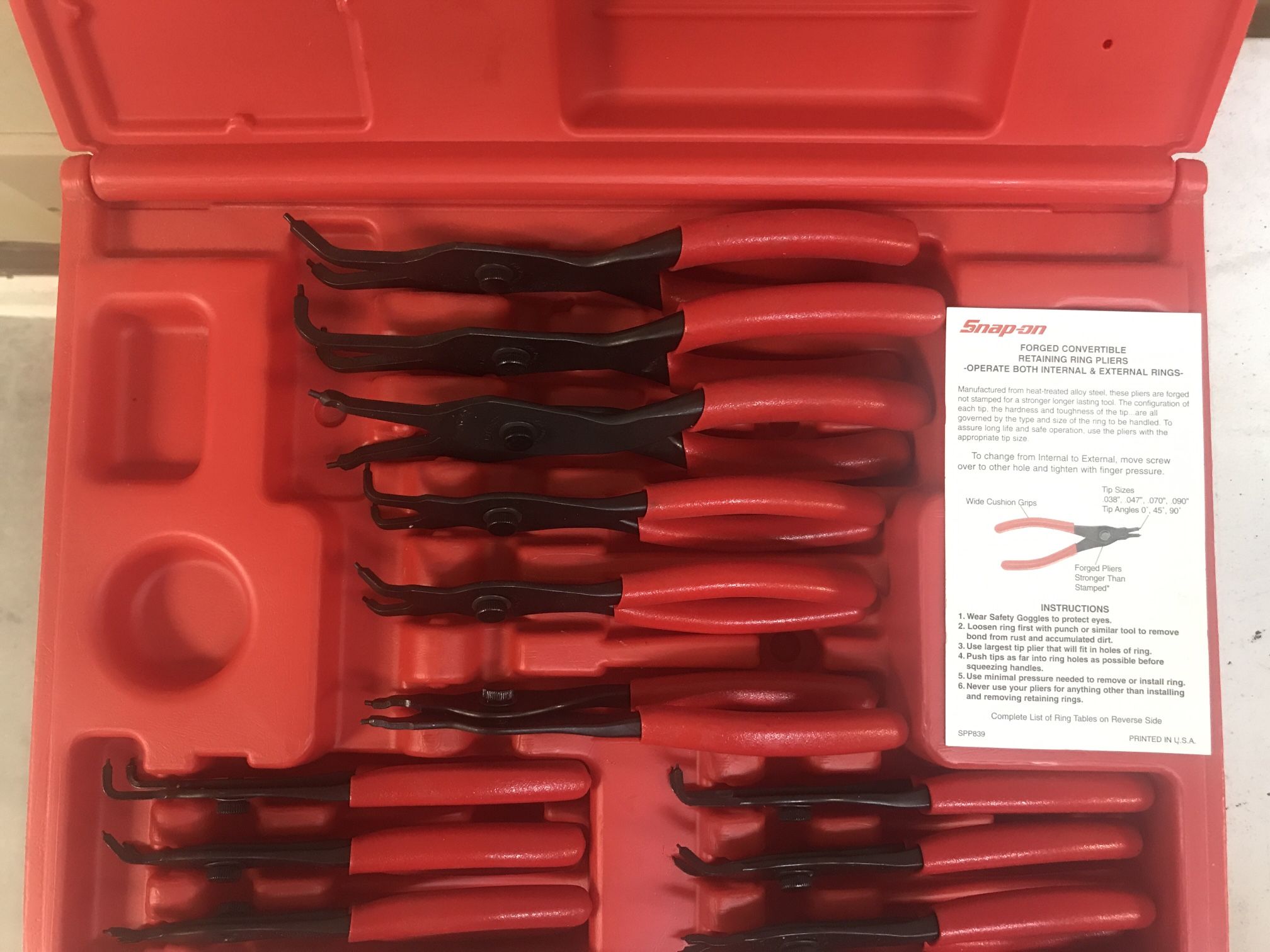 SnapOn 12 Piece Snap Ring Plier Set SRPC112 Hand tools