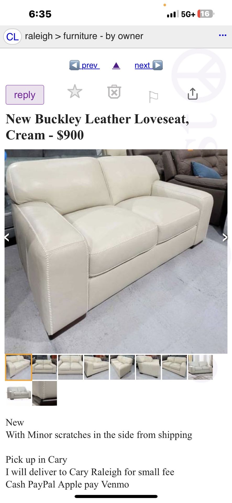 Buckley Leather Loveseat. Free Delivery for Sale in Spring Valley CA OfferUp