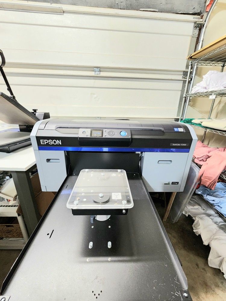 EPSON F2100 SureColor Direct to Garment Printer and Lawson Pre Treat Machine Combo. DTG Printer ...