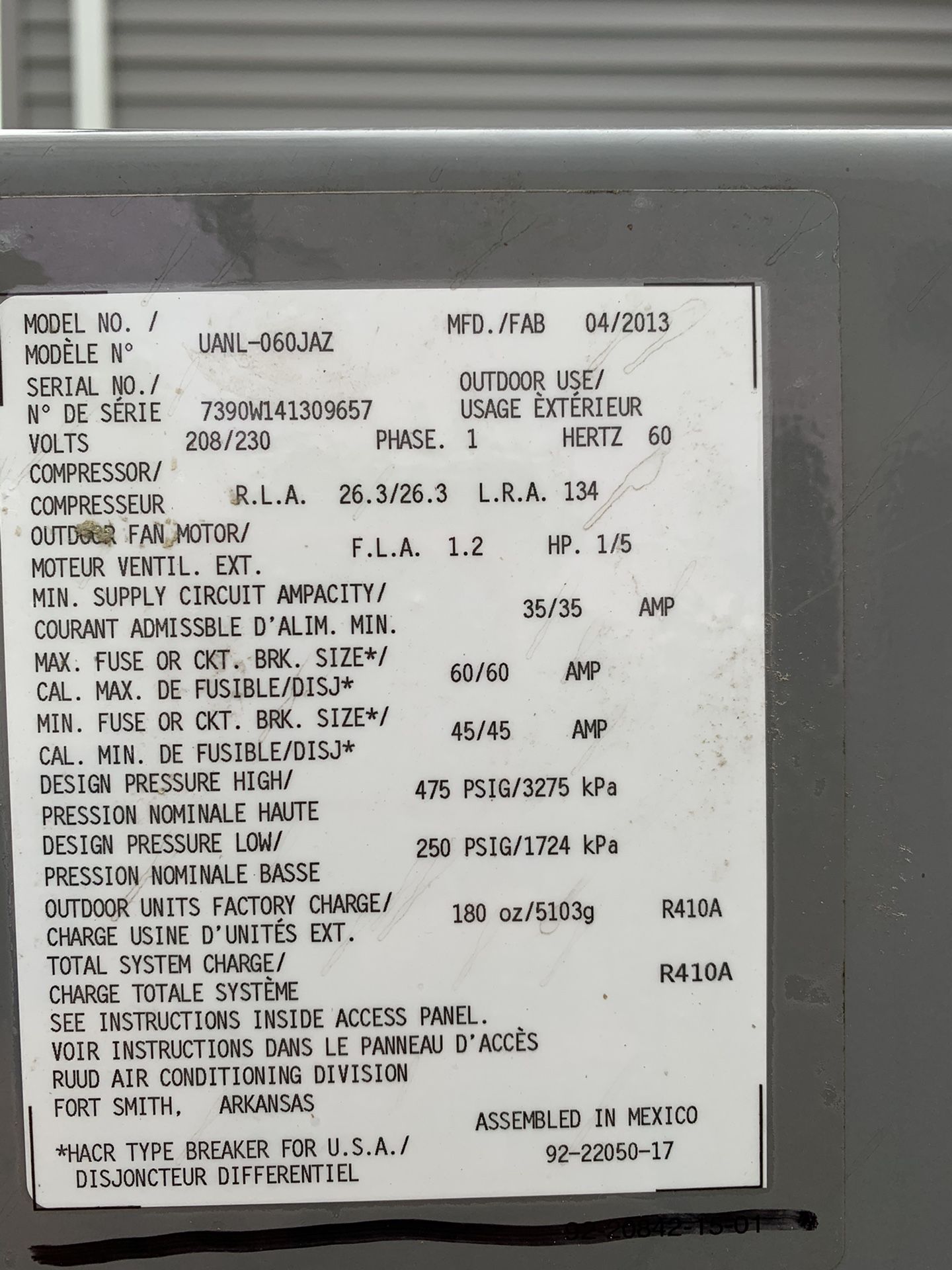 5 ton Condenser RUUD SYSTEM for Sale in Brentwood, NY - OfferUp