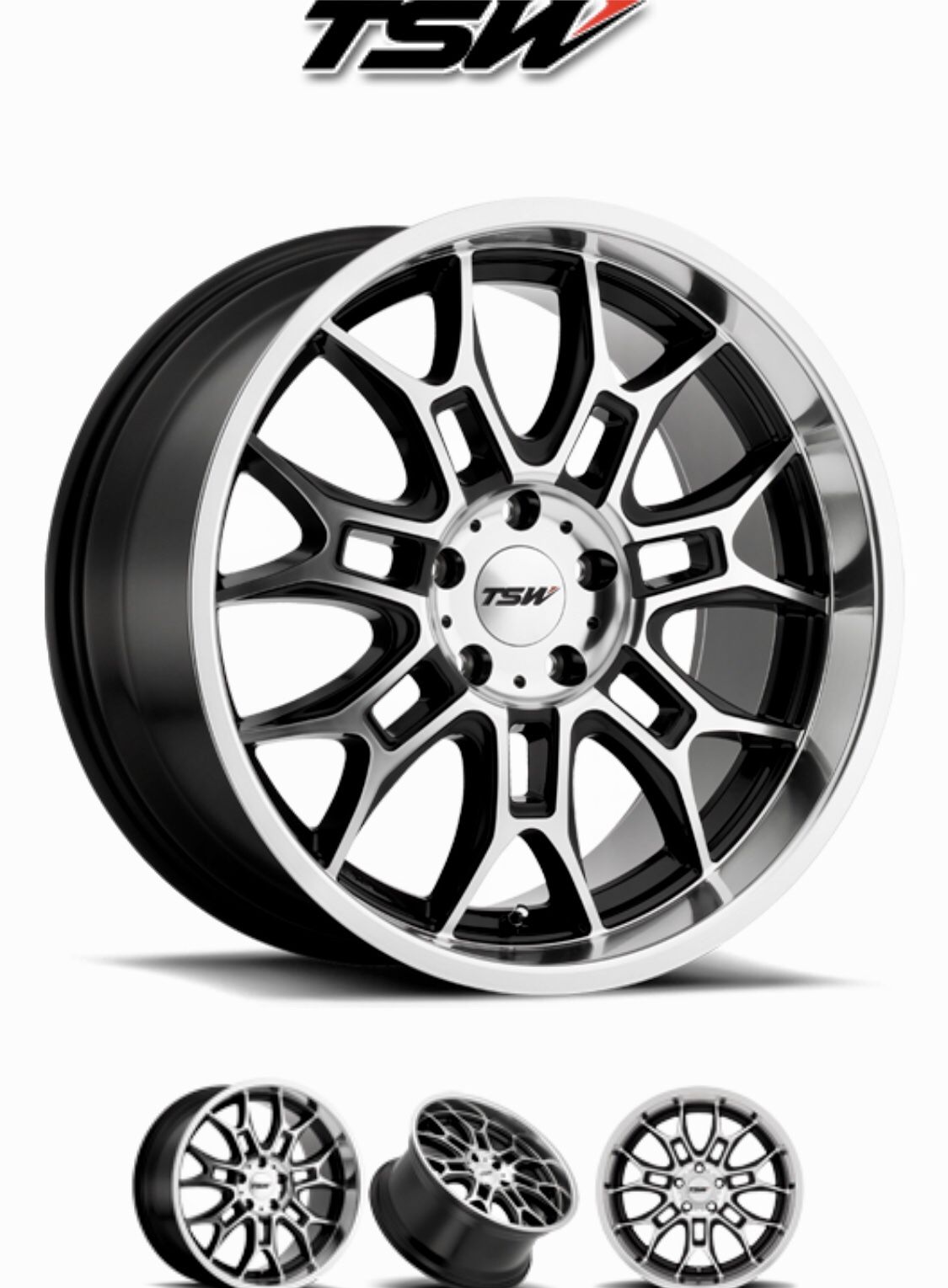 19in TSW Black Gloss Mirror Cut Face wheels 5x120.65 for Sale in ...