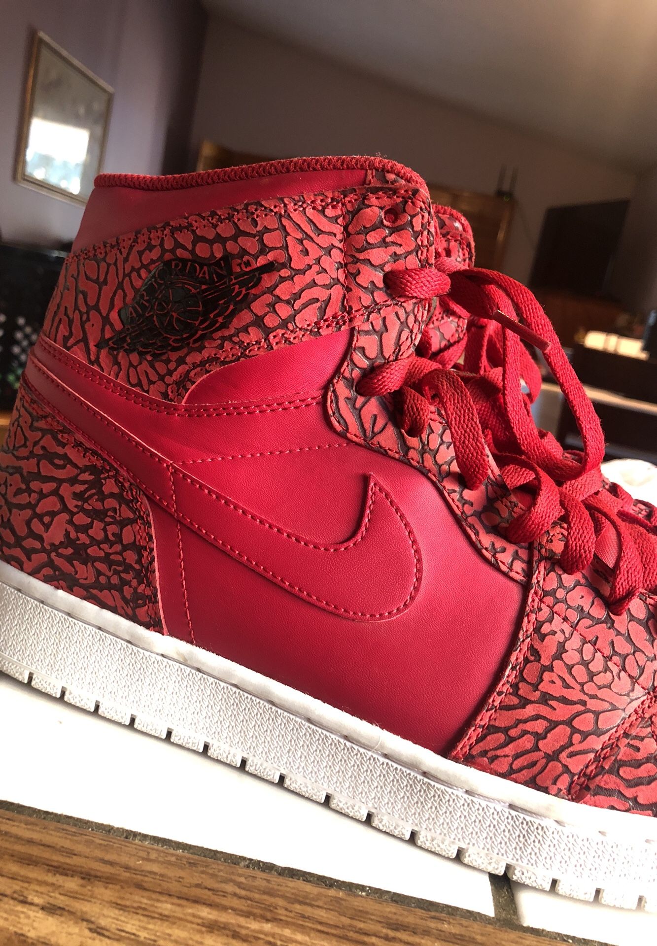 Elephant Print Jordans Red