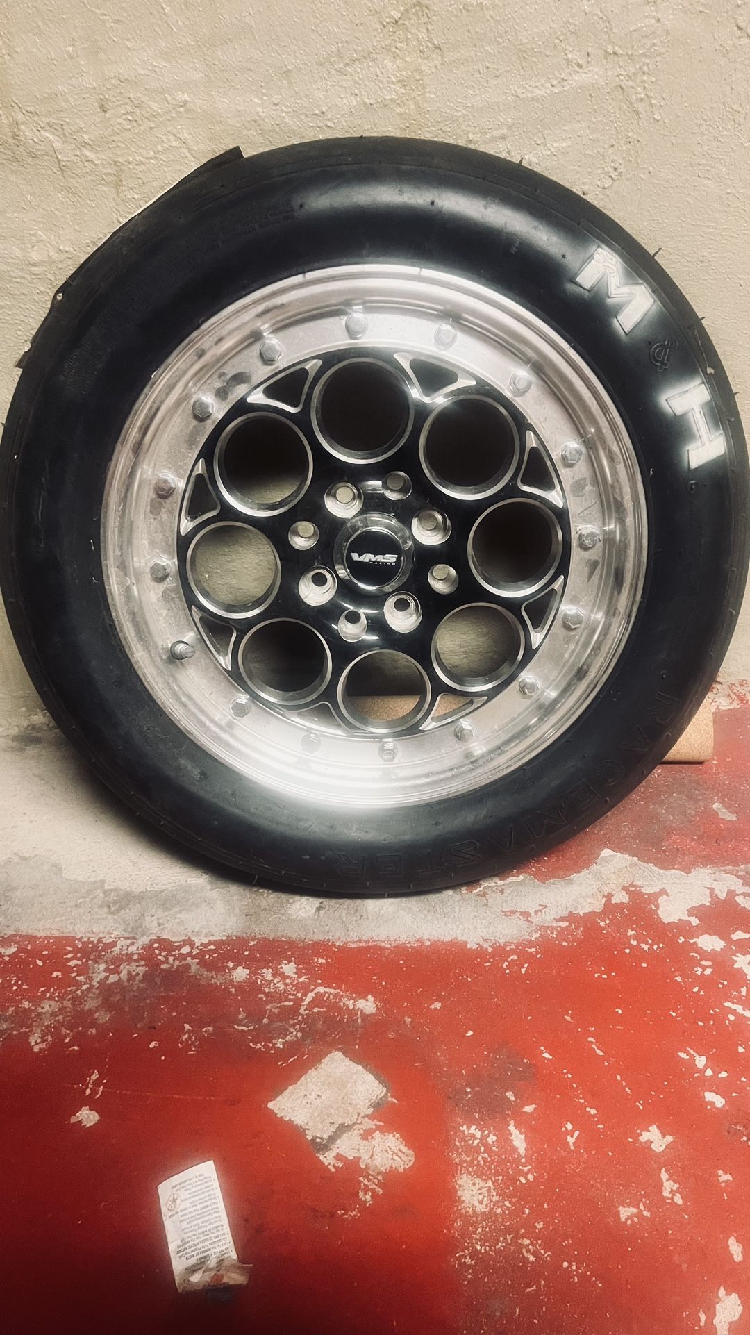 Two Racemaster Front Drag Tires Paired With VMS Racing Wheels for Sale ...