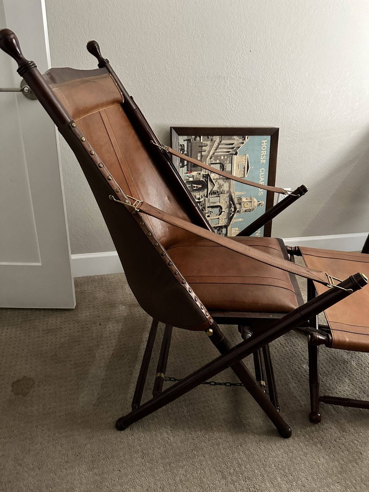 Leather campaign chair store