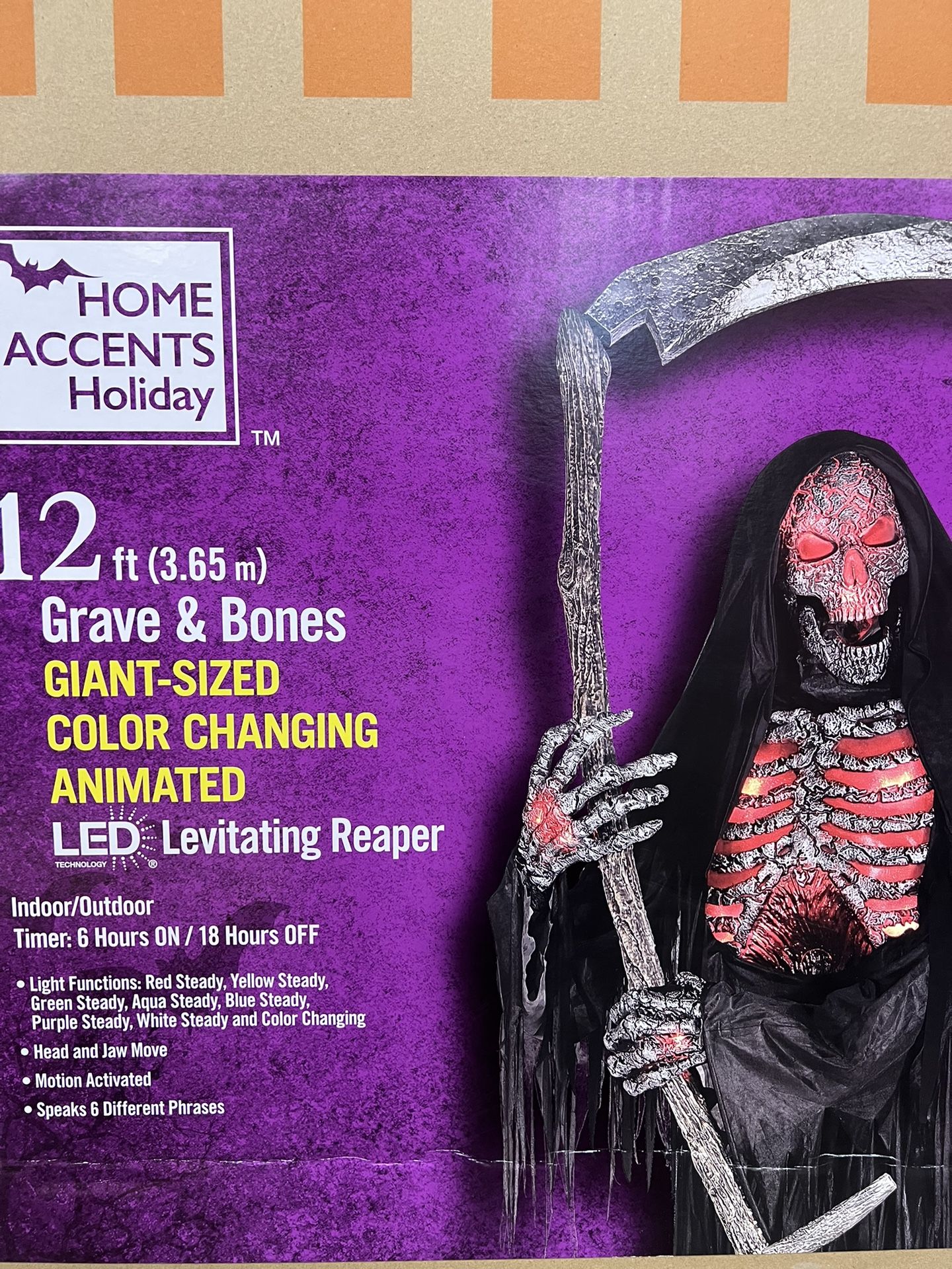 Home Accents Holiday 12 ft. Giant-Sized Animated LED Levitating Reaper ...