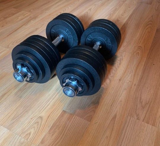 105 lbs 2x52.51bs Dumbbells used in great condition Adjustable dumbbells Exercise