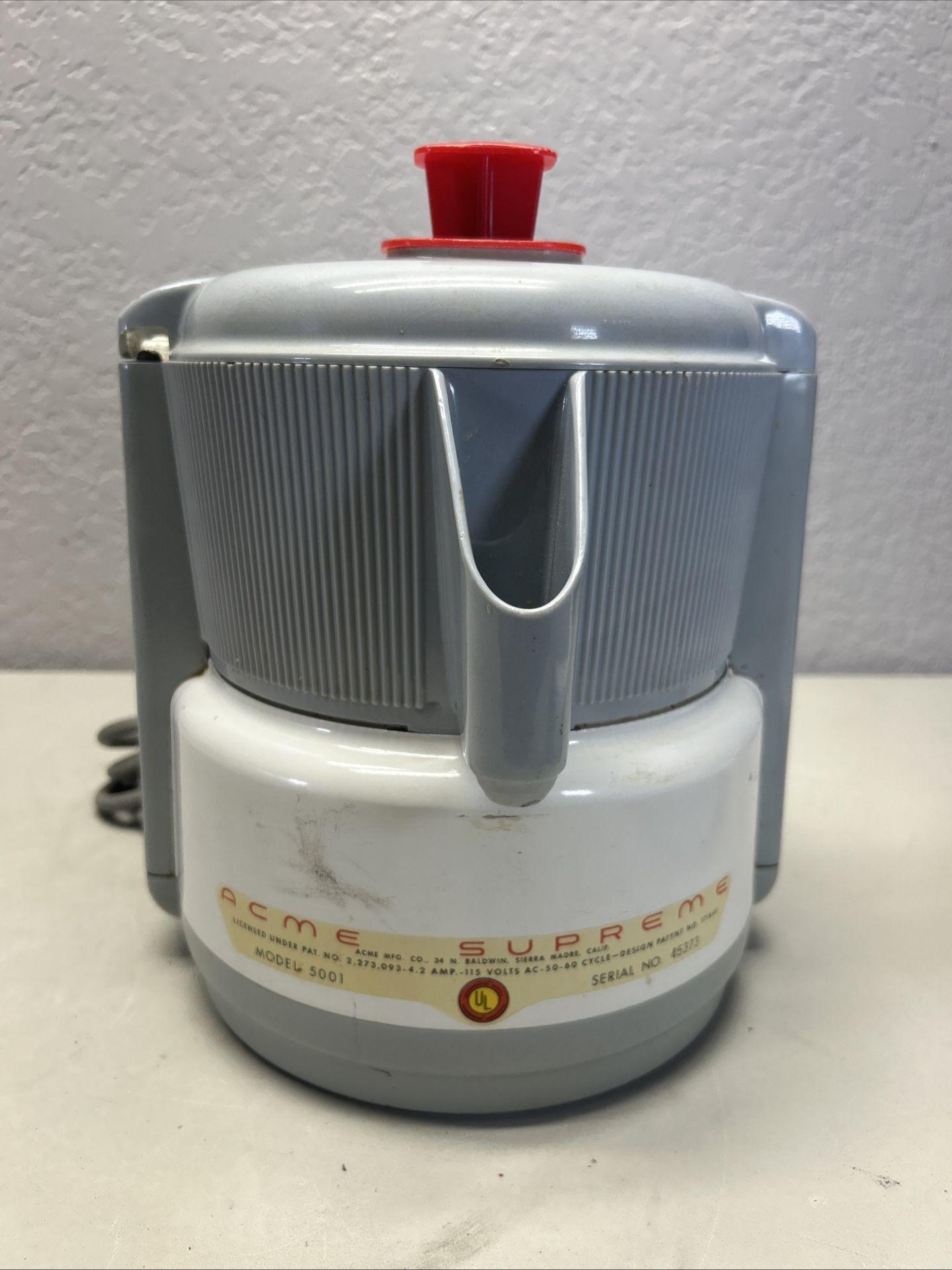 ACME Supreme Juicerator Model 5001 Juicer Centrifugal Fruits Vegetables ...