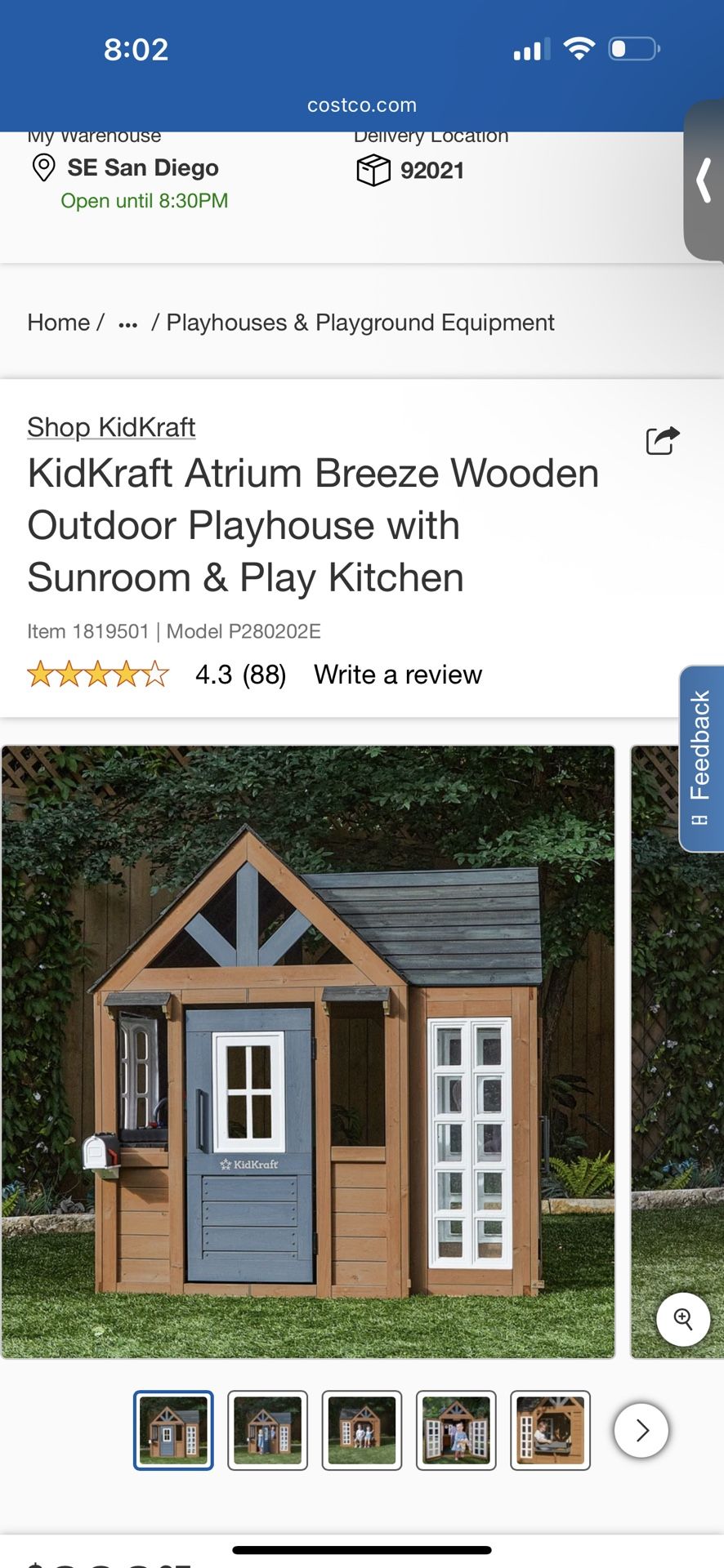 KidKraft Atrium Breeze Wooden Outdoor Playhouse with Sunroom & Play ...