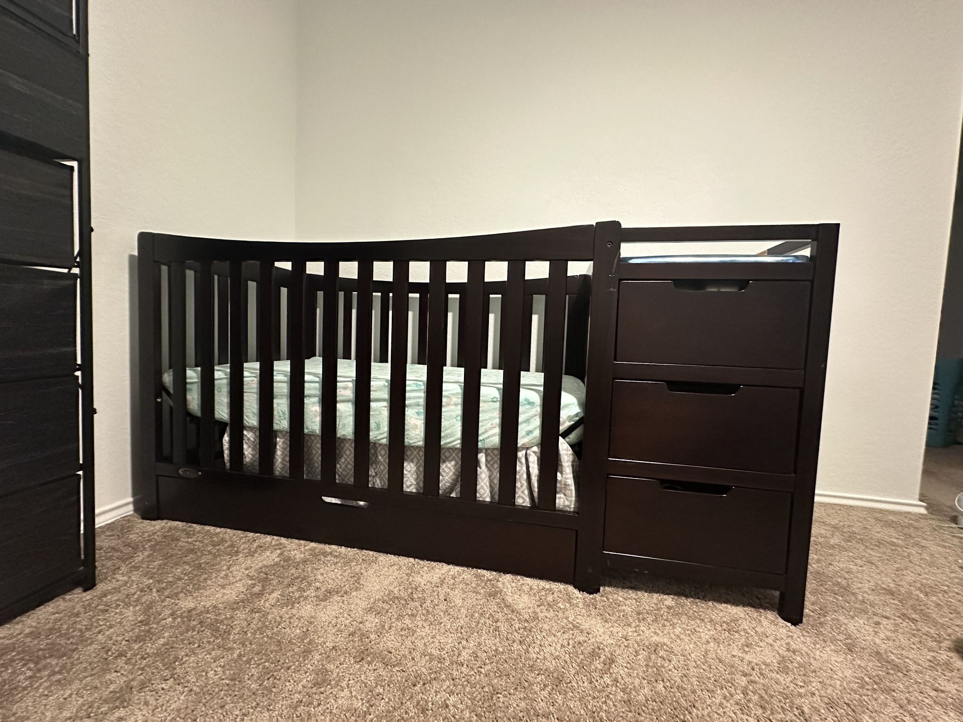 Dark Wood Baby Crib + Changing Table Combo for Sale in San Antonio, TX ...